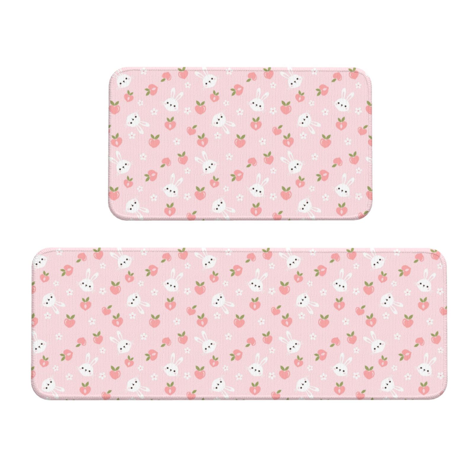 Logiee Rabbit And Peach Print Kitchen Mats for Floor Sets of 2 ...