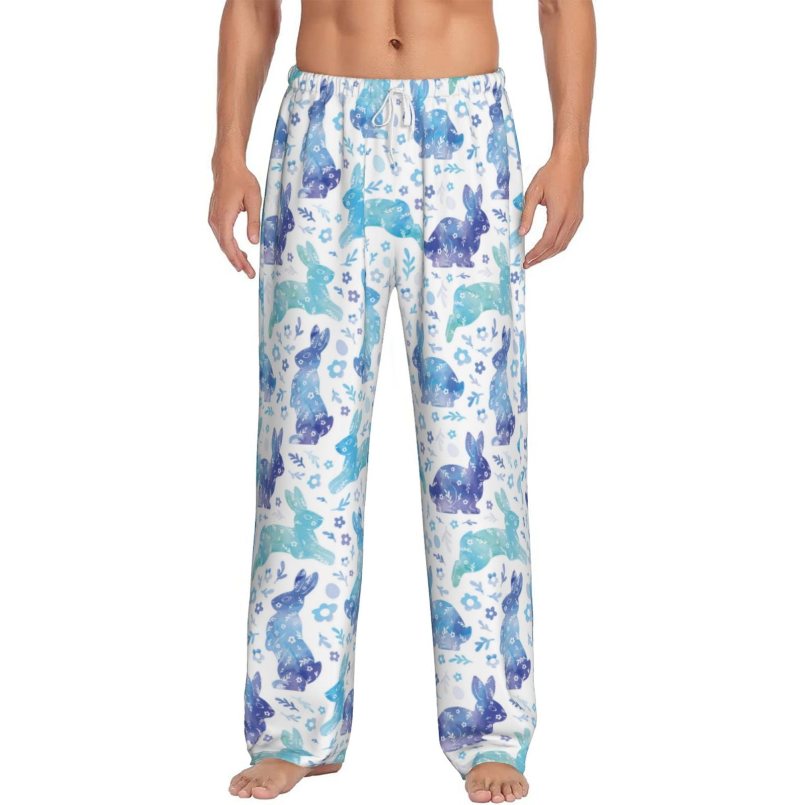 Logiee Rabbit2 Print Pajama Pants for Men,Men’s Pajama Bottoms,Mens PJ ...