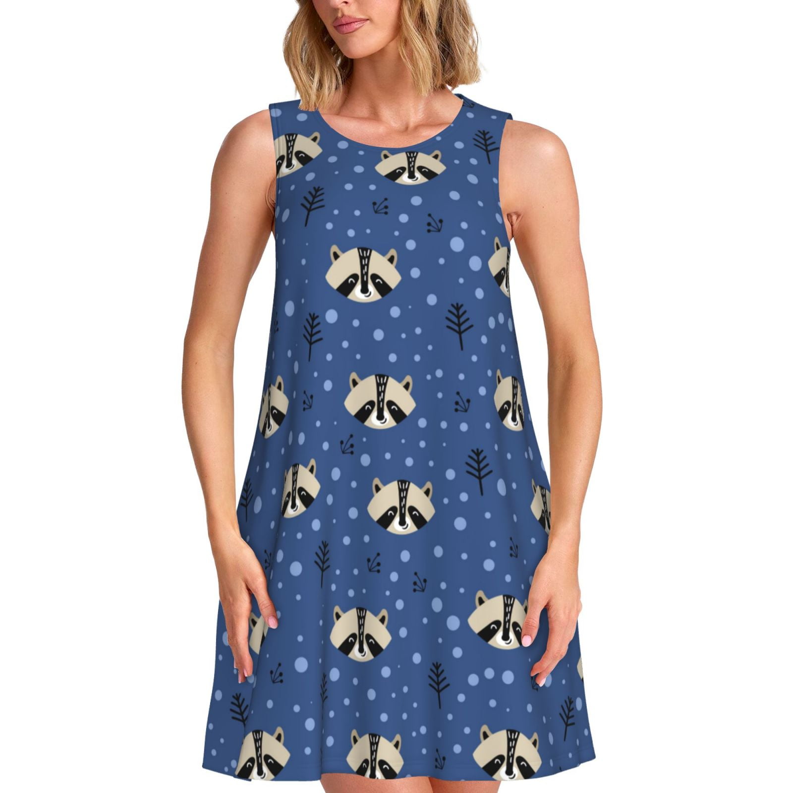 Logiee Raccoon blue point Print Summer Dresses for Women,Beach ...