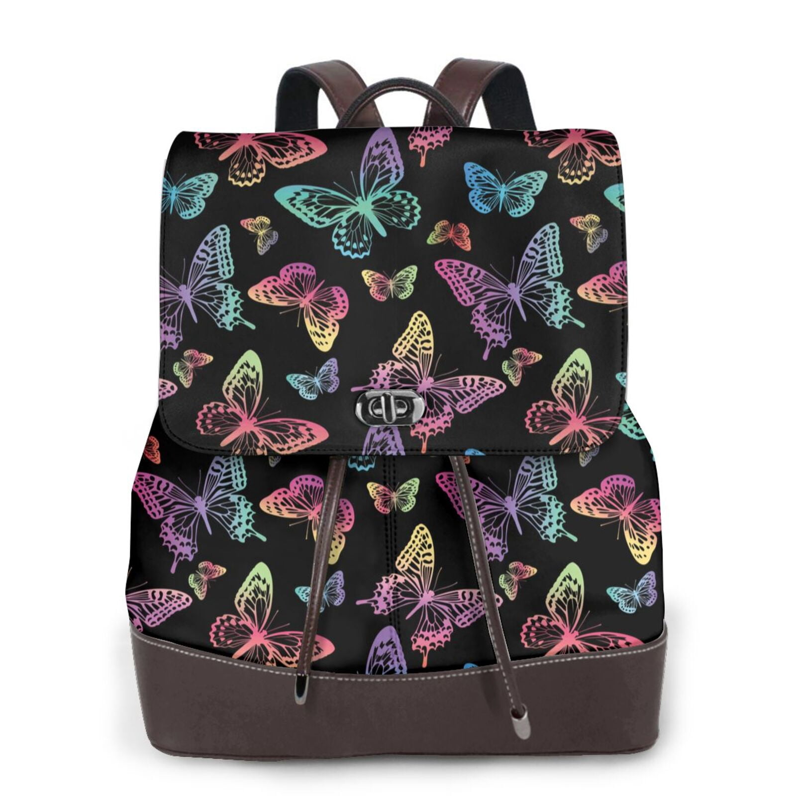 Logiee Rainbow Butterflies Print Backpack Purse for Women,Fashion ...