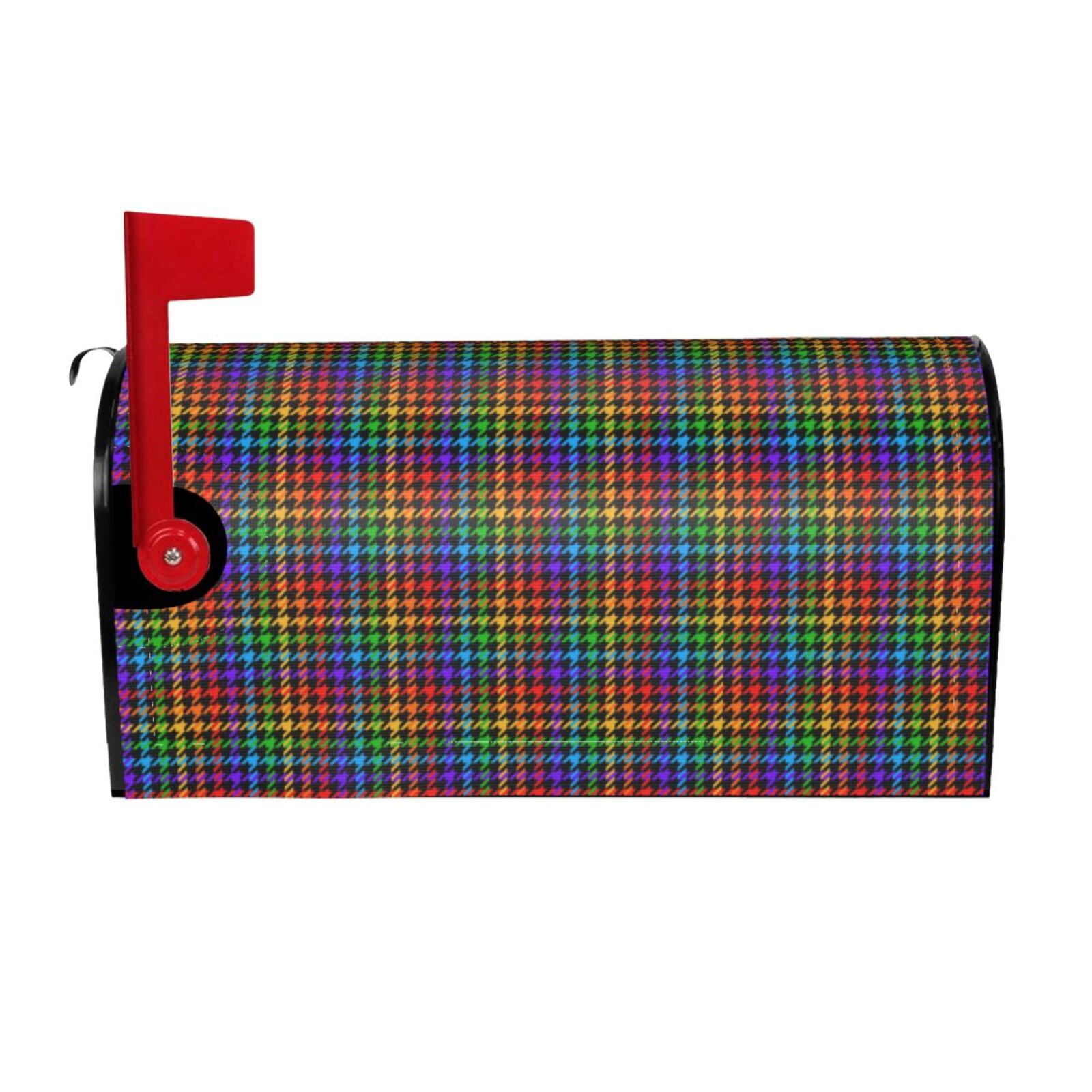 Logiee Rainbow Houndstooth Print Post Letter Box Wrap Decor, Mailbox ...