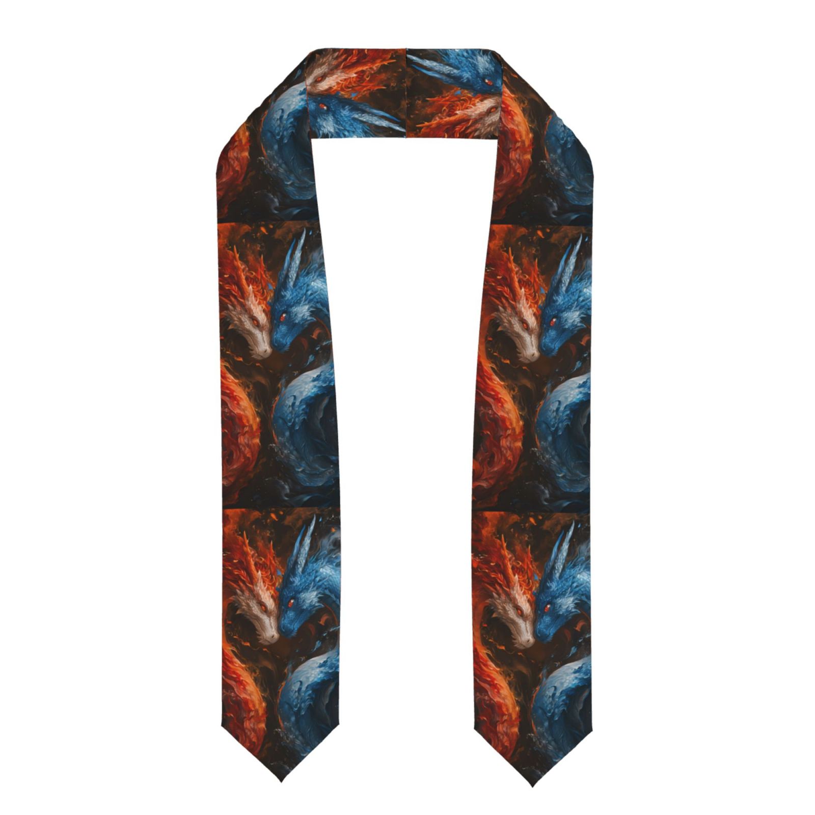 Logiee Red And Blue Fire Dragon F Print Unisex Adult Graduation Stole ...