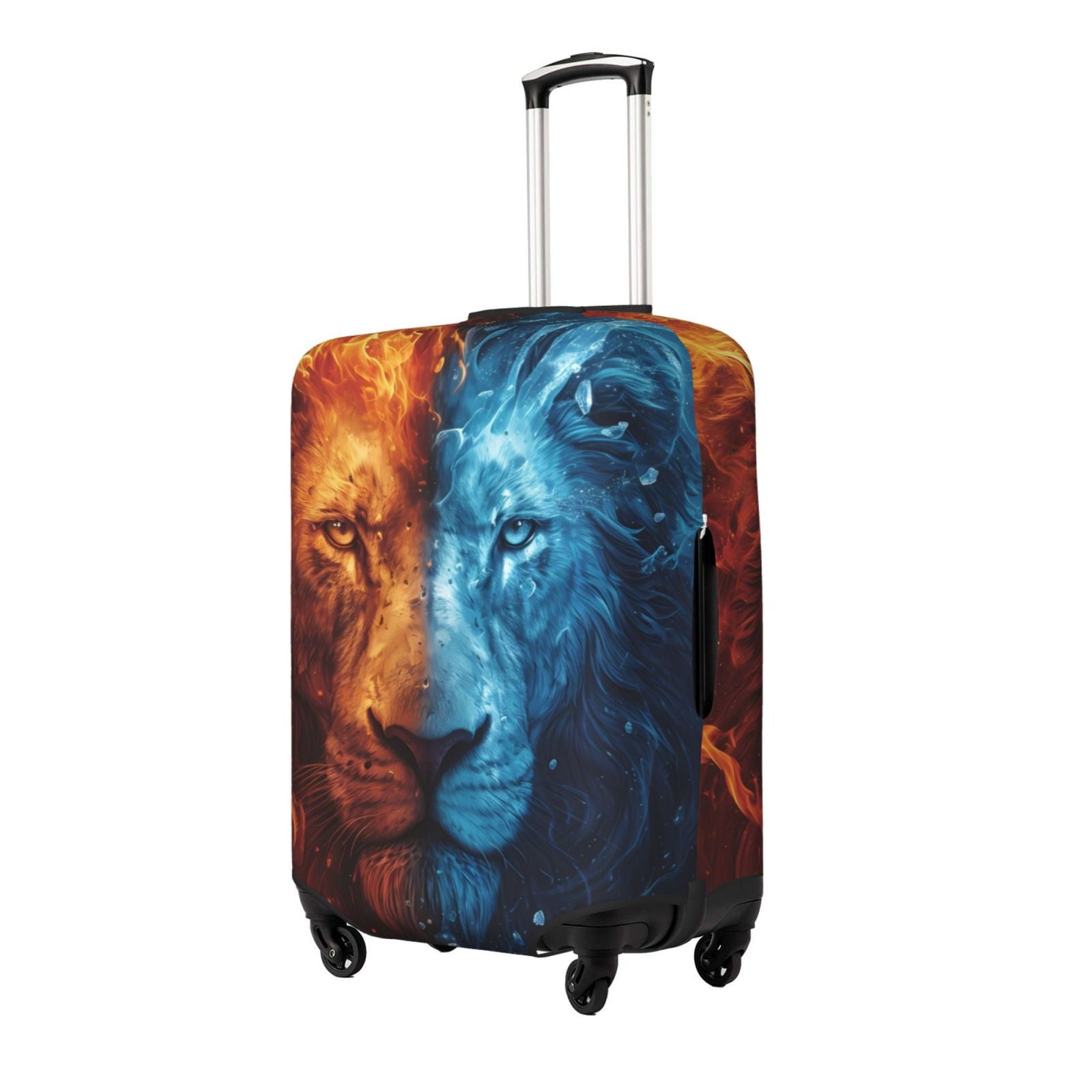 Logiee Red And Blue Fire Lion Print Travel Luggage Cover,Suitcase ...