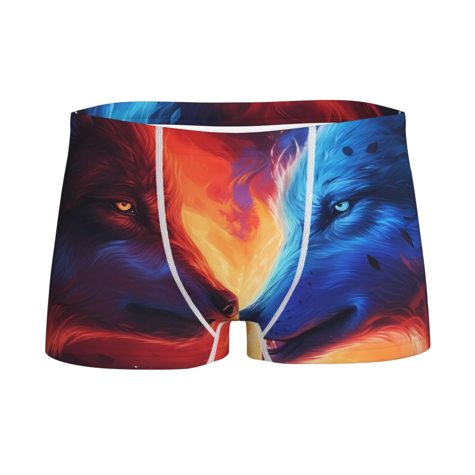 Logiee Red And Blue Fire Wolf Print Boys' Boxer Briefs,Tween Boy ...