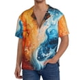 Logiee Red And Blue Waves Print Men's Button Down Shirts Short Sleeve ...