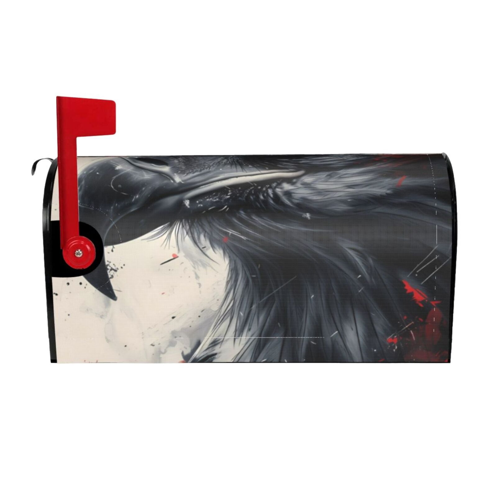 Logiee Red Black Ink Style Bald Eagle Print Post Letter Box Wrap Decor ...