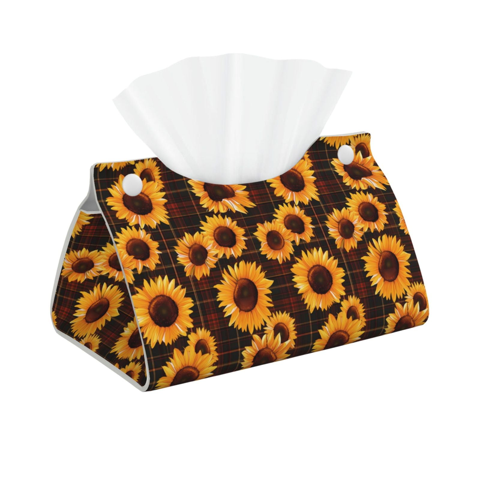 Logiee Red Black Plaid Sunflower Print Tissue Box Cover,Stylish Tissue ...