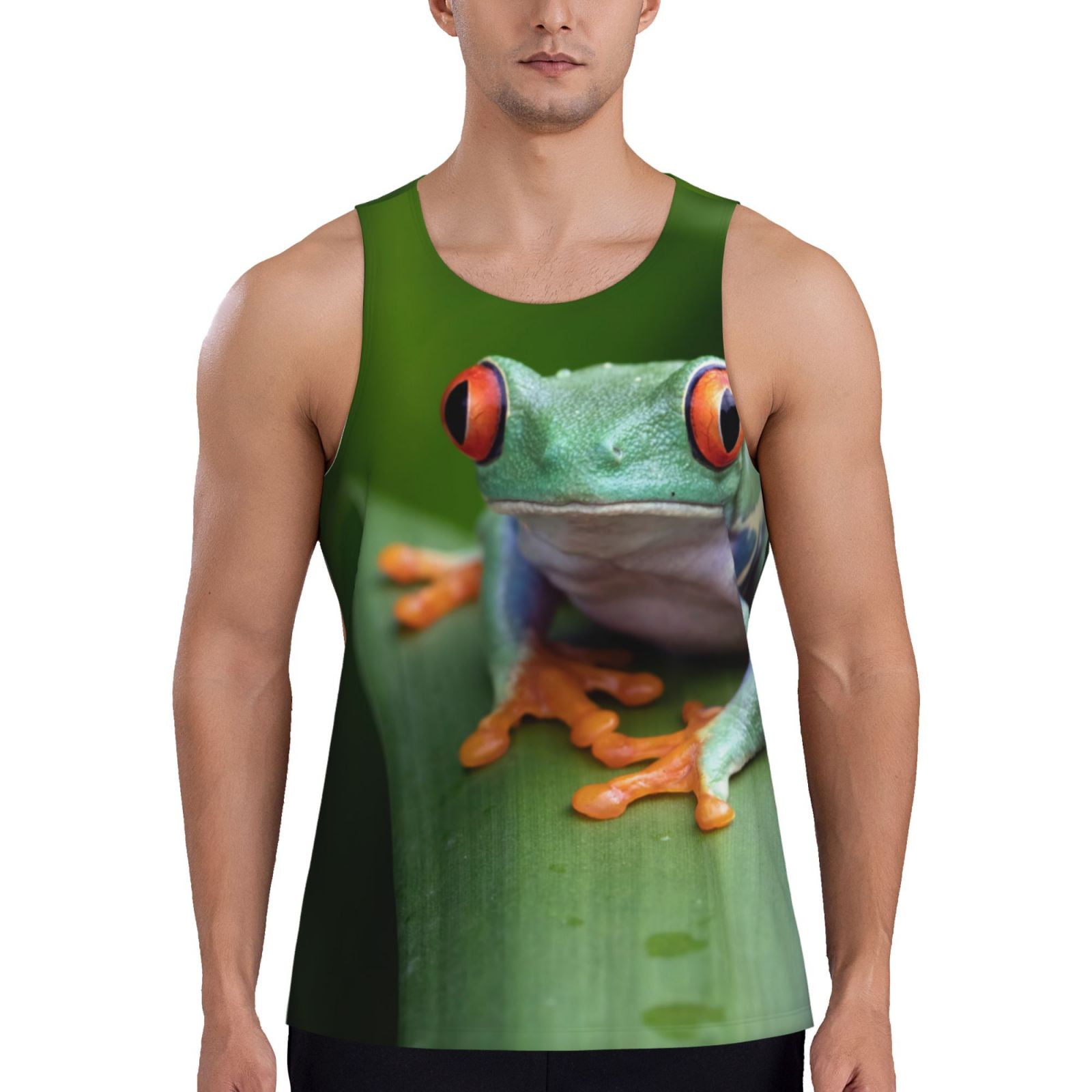 Logiee Red-Eyed Tree Frog Print Men's Workout Tank Top,Quick Dry ...
