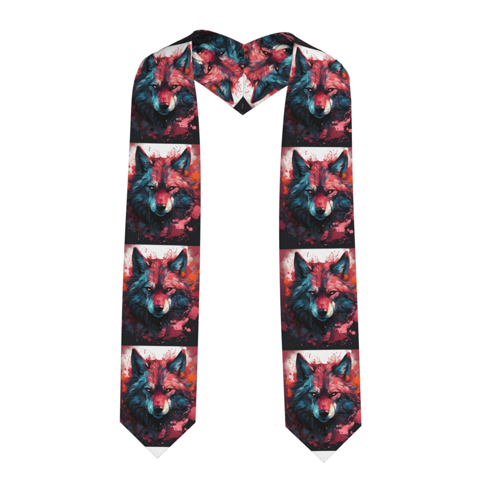 Logiee Red Flame Wolf Head Print Unisex Adult Graduation Stole Shawl 72 ...