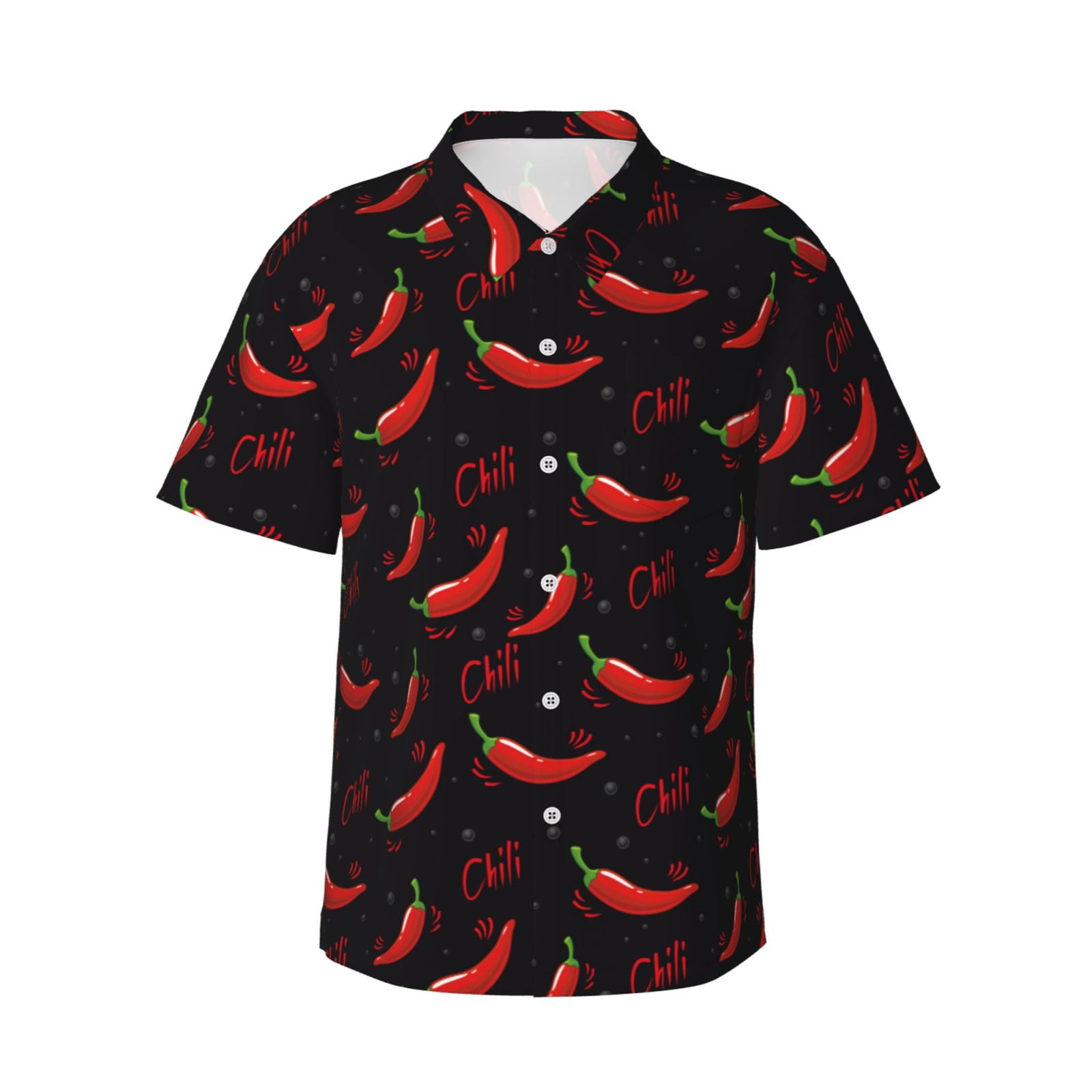 Logiee Red Hot Chili Print Mens Hawaiian Shirts,Loose-Fit Short Sleeve ...