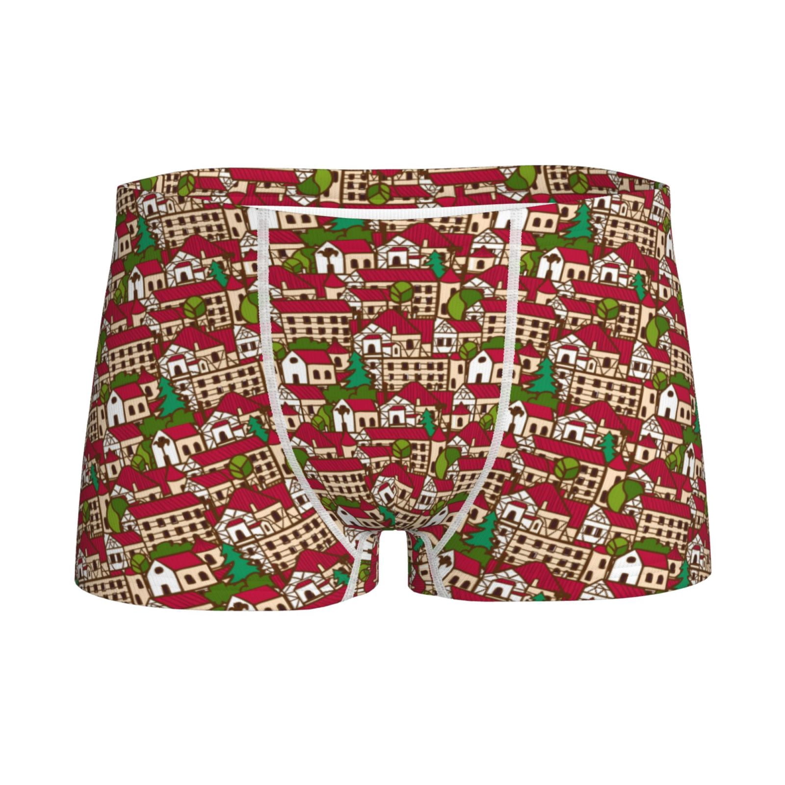 Logiee Red Houses Print Boys' Boxer Briefs,Tween Boy Underwear-X-Large ...
