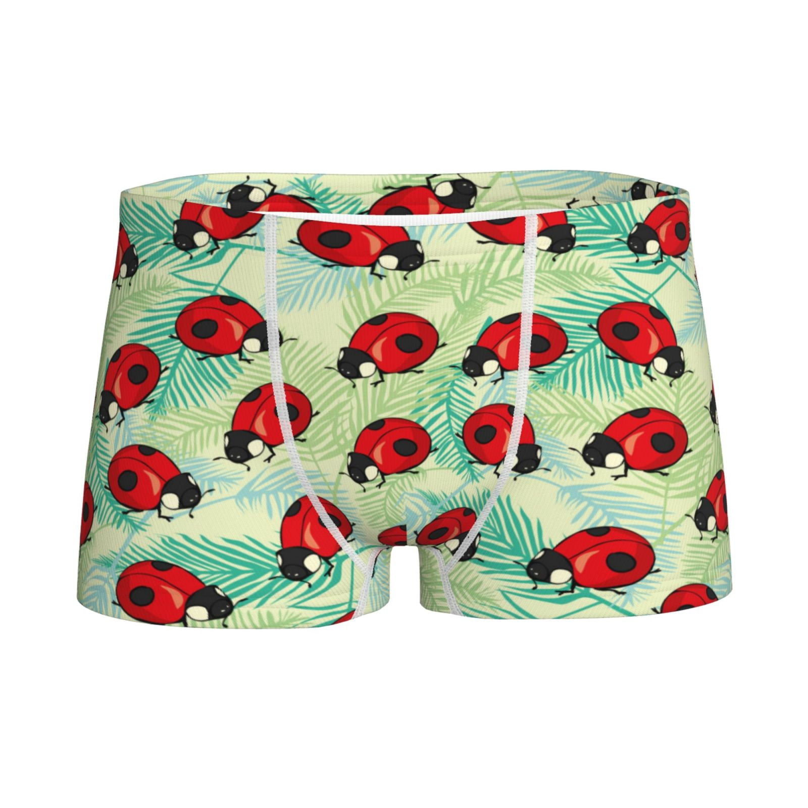 Logiee Red Ladybugs And Leaf Print Boys' Boxer Briefs,Tween Boy ...