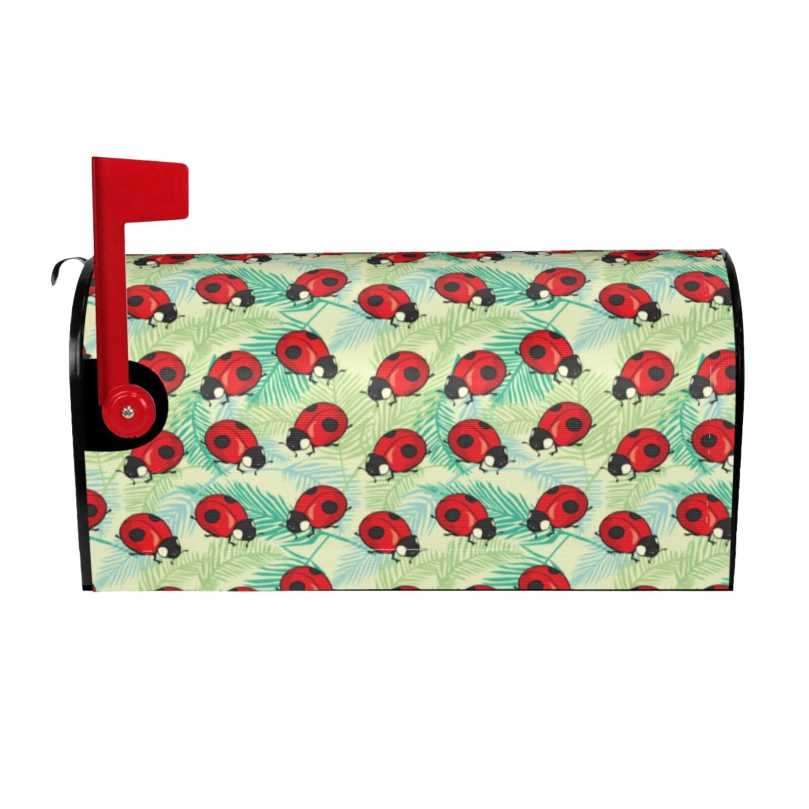 Logiee Red Ladybugs And Leaf Print Post Letter Box Wrap Decor, Mailbox ...