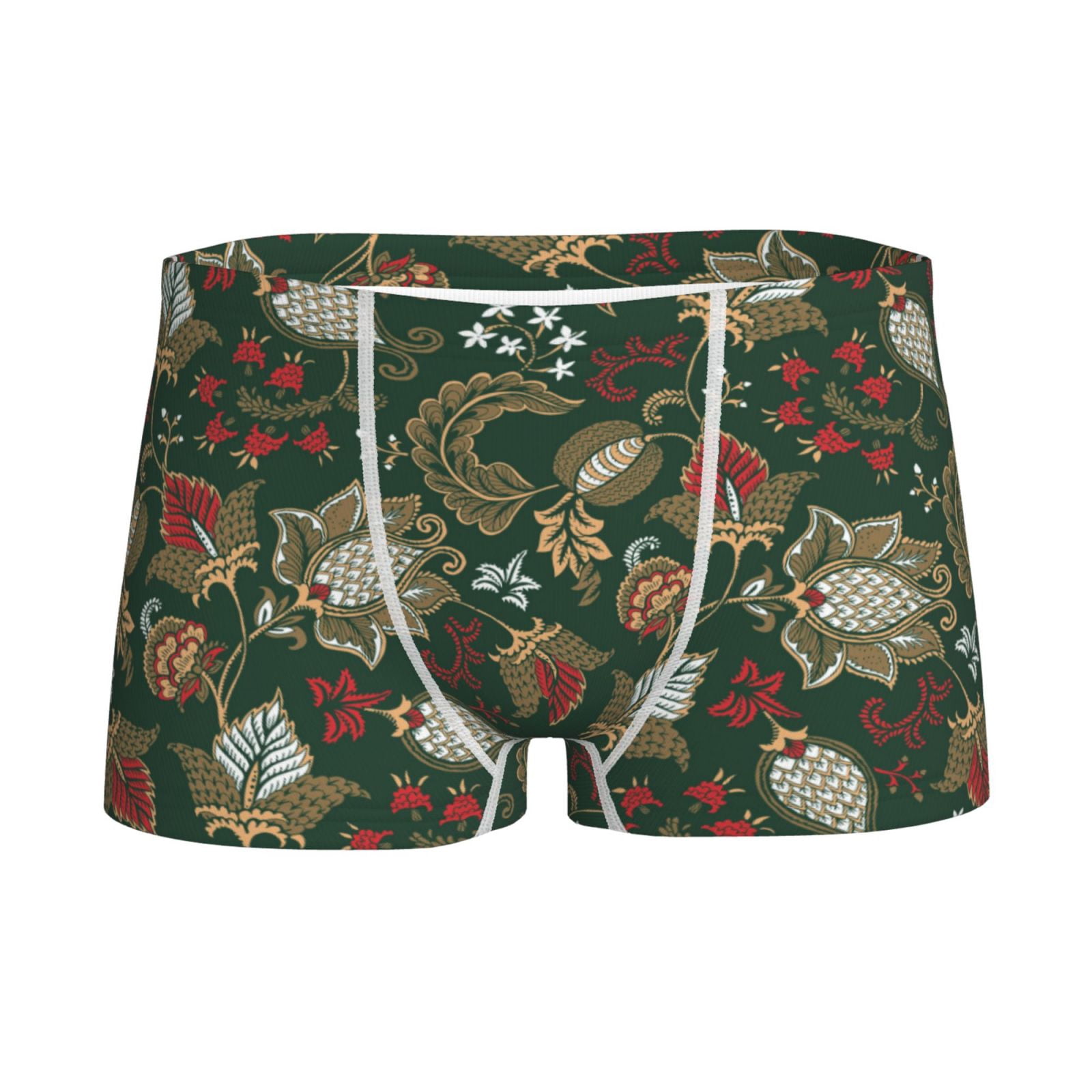 Logiee Red Leaves Print Boys' Boxer Briefs,Tween Boy Underwear-Medium ...