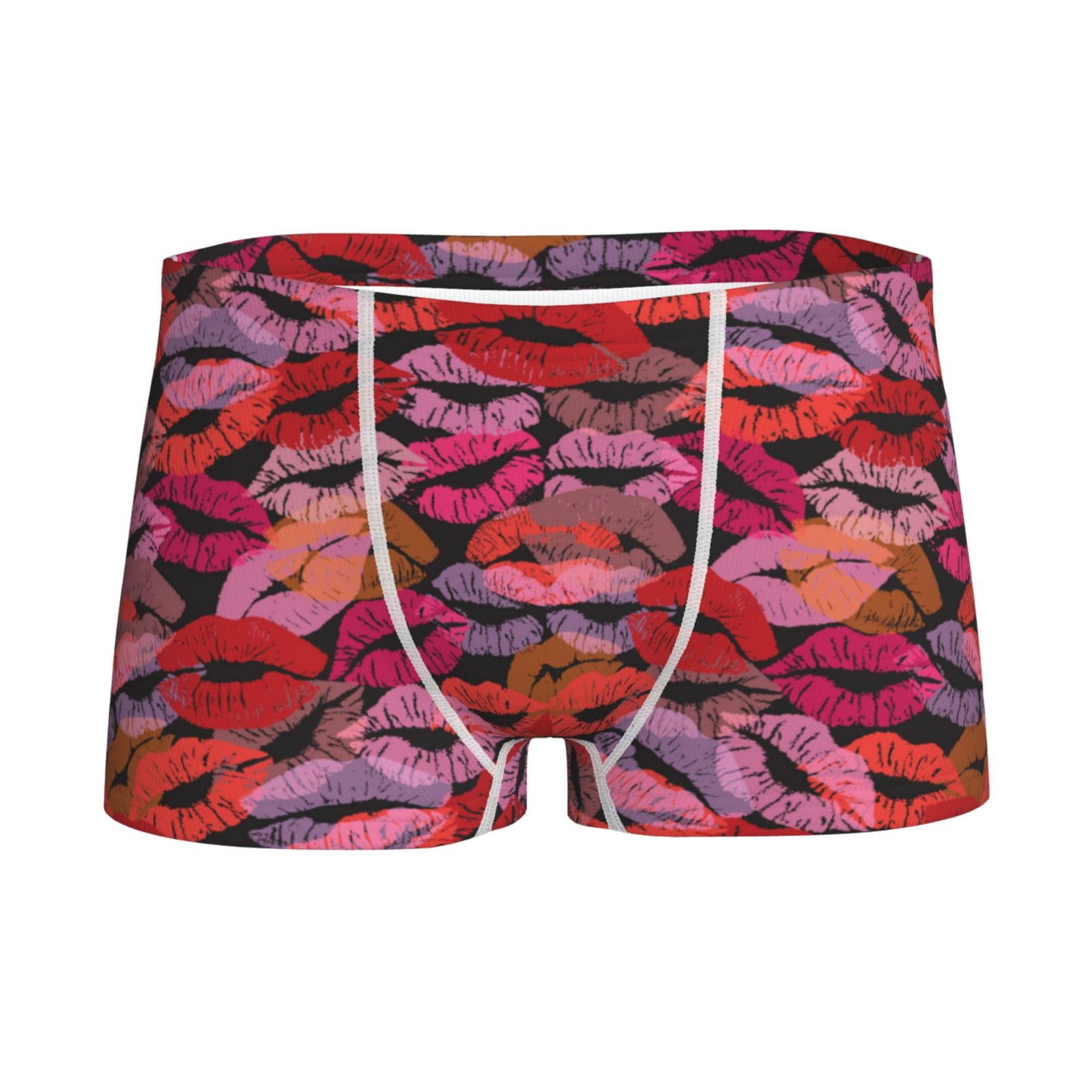 Logiee Red Lips Kissing Print Boys' Boxer Briefs,Tween Boy Underwear ...