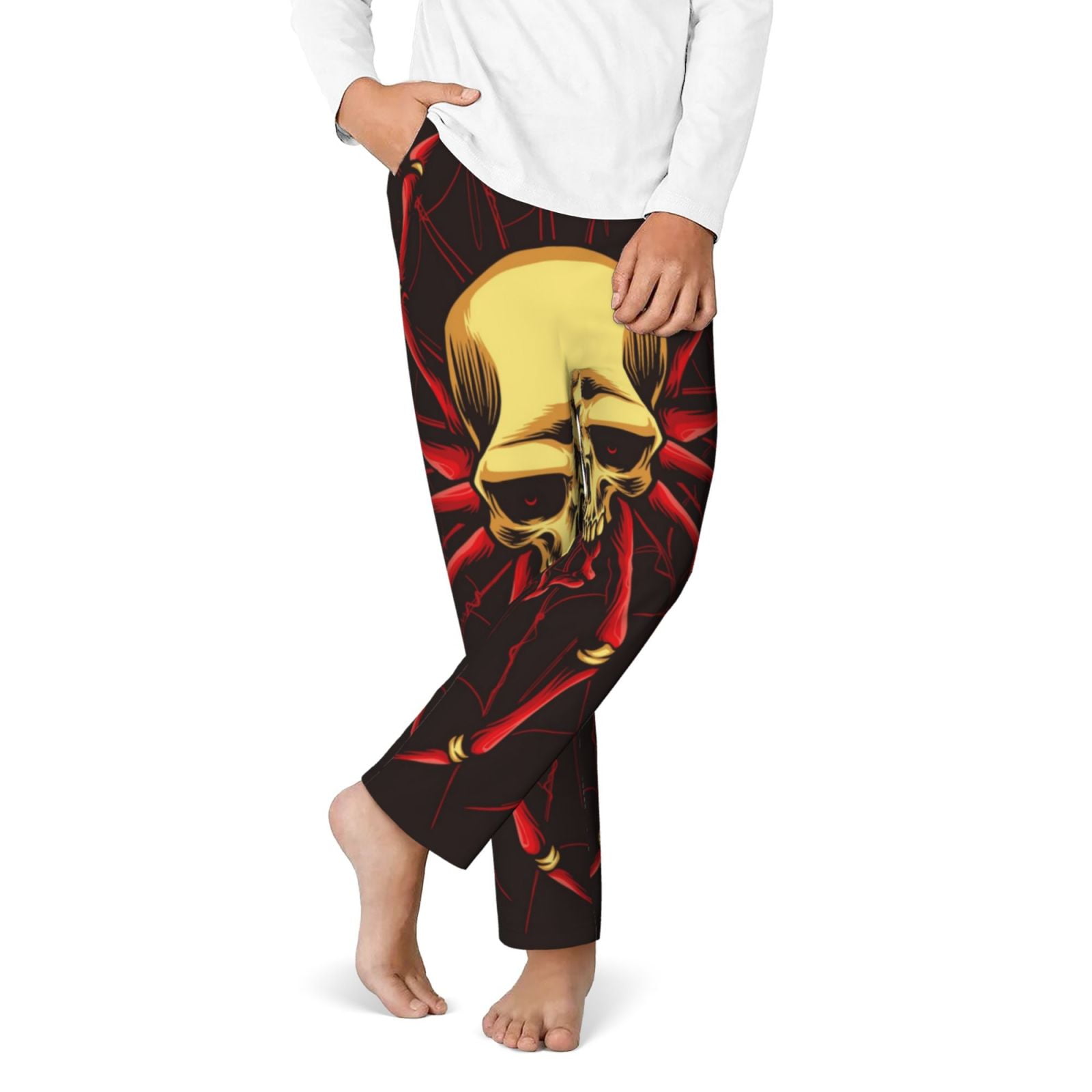 Logiee Red Skull Spider Print Teenagers' Pajama Pants ,Boys Bottoms ...