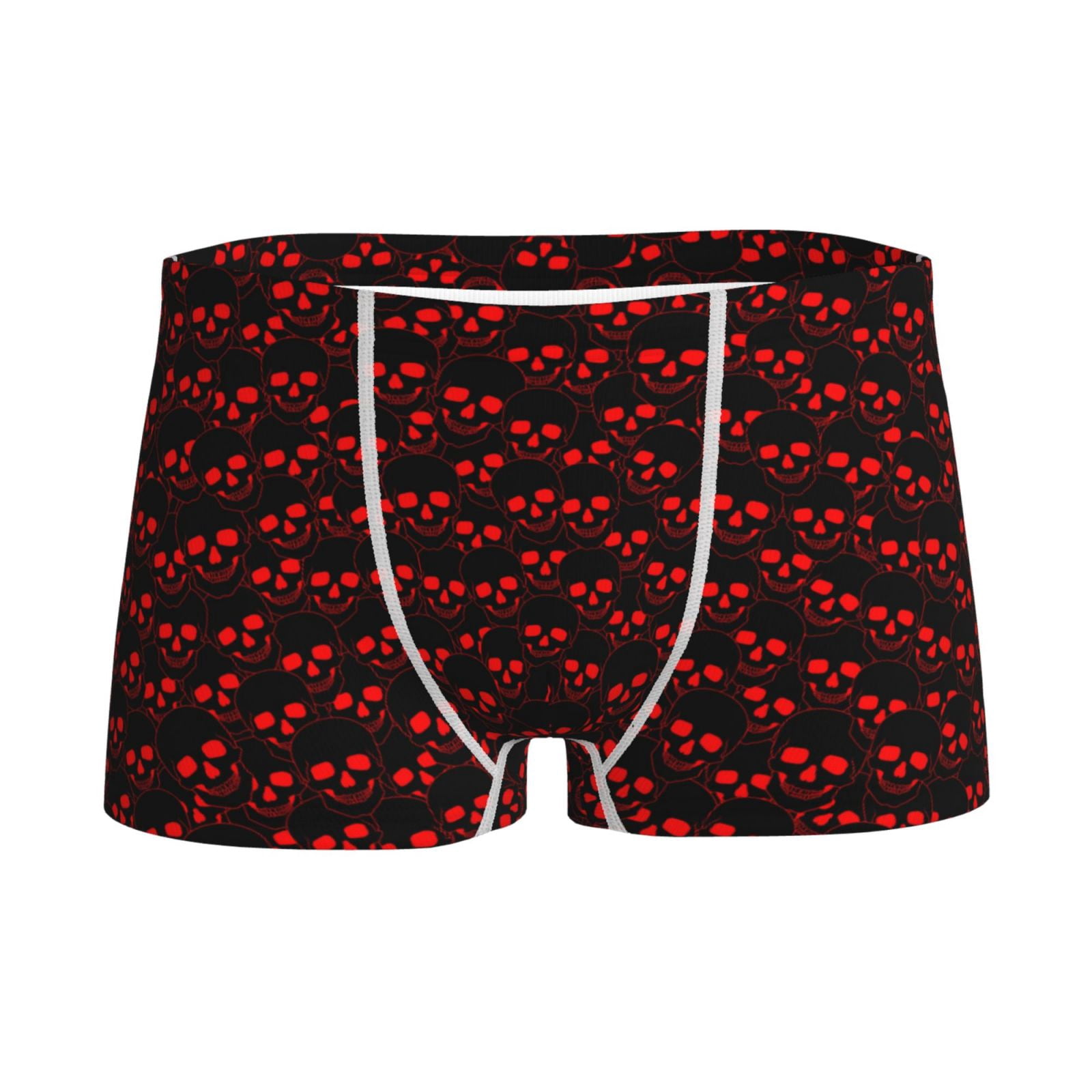 Logiee Red Skulls 4 Print Boys' Boxer Briefs,Tween Boy Underwear-Large ...