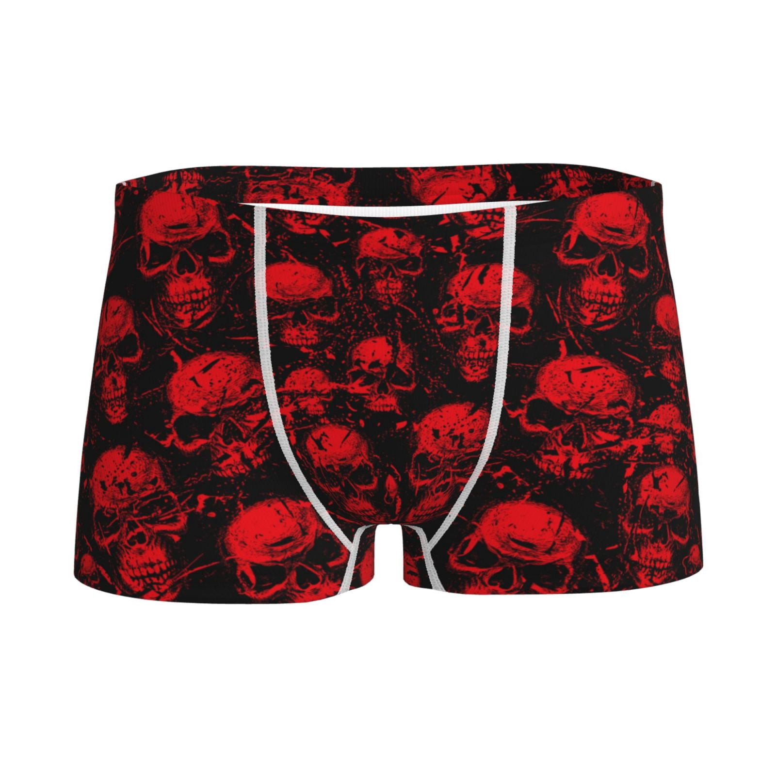 Logiee Red Skulls Print Boys' Boxer Briefs,Tween Boy Underwear-Small ...