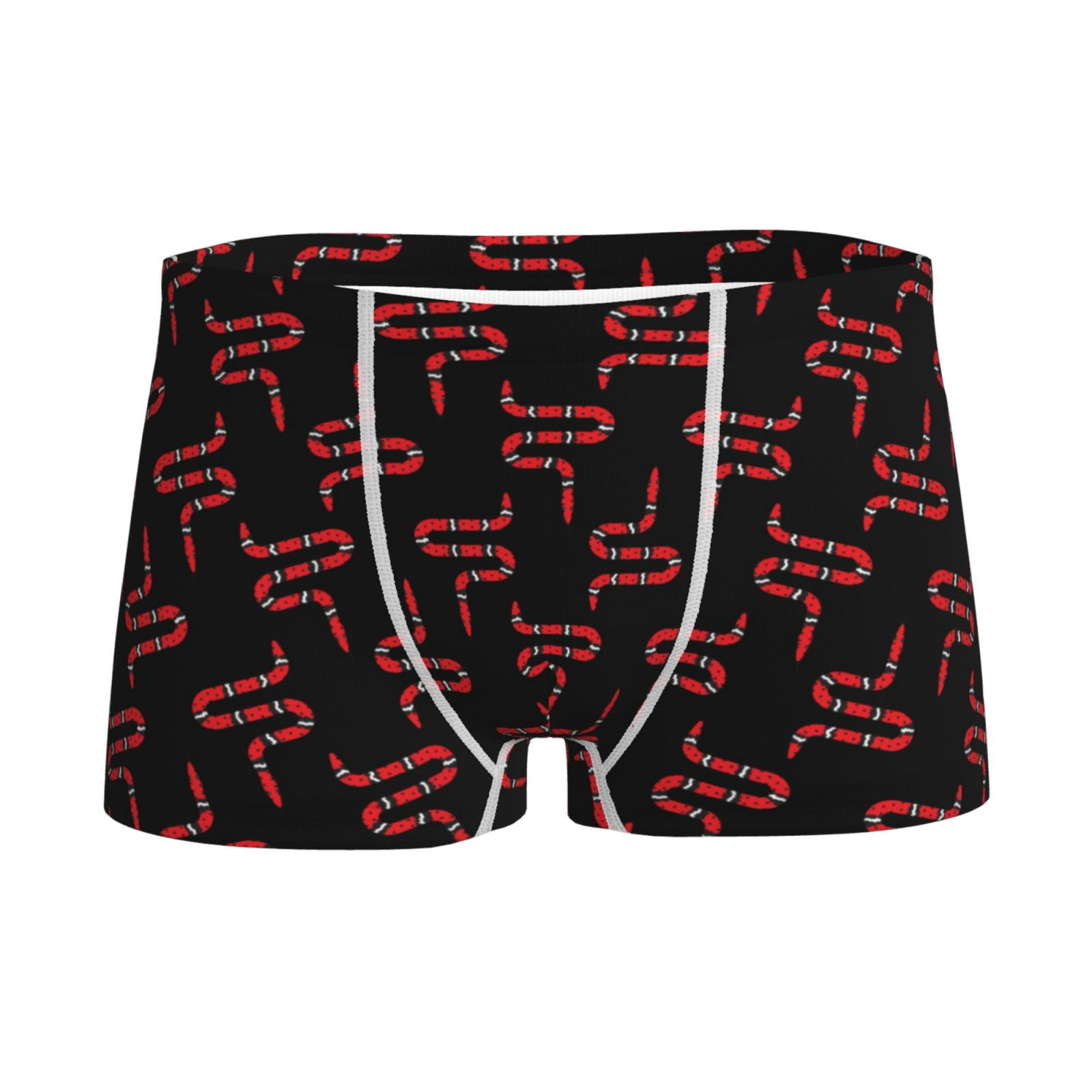 Logiee Red Snake Print Boys' Boxer Briefs,Tween Boy Underwear-Large ...