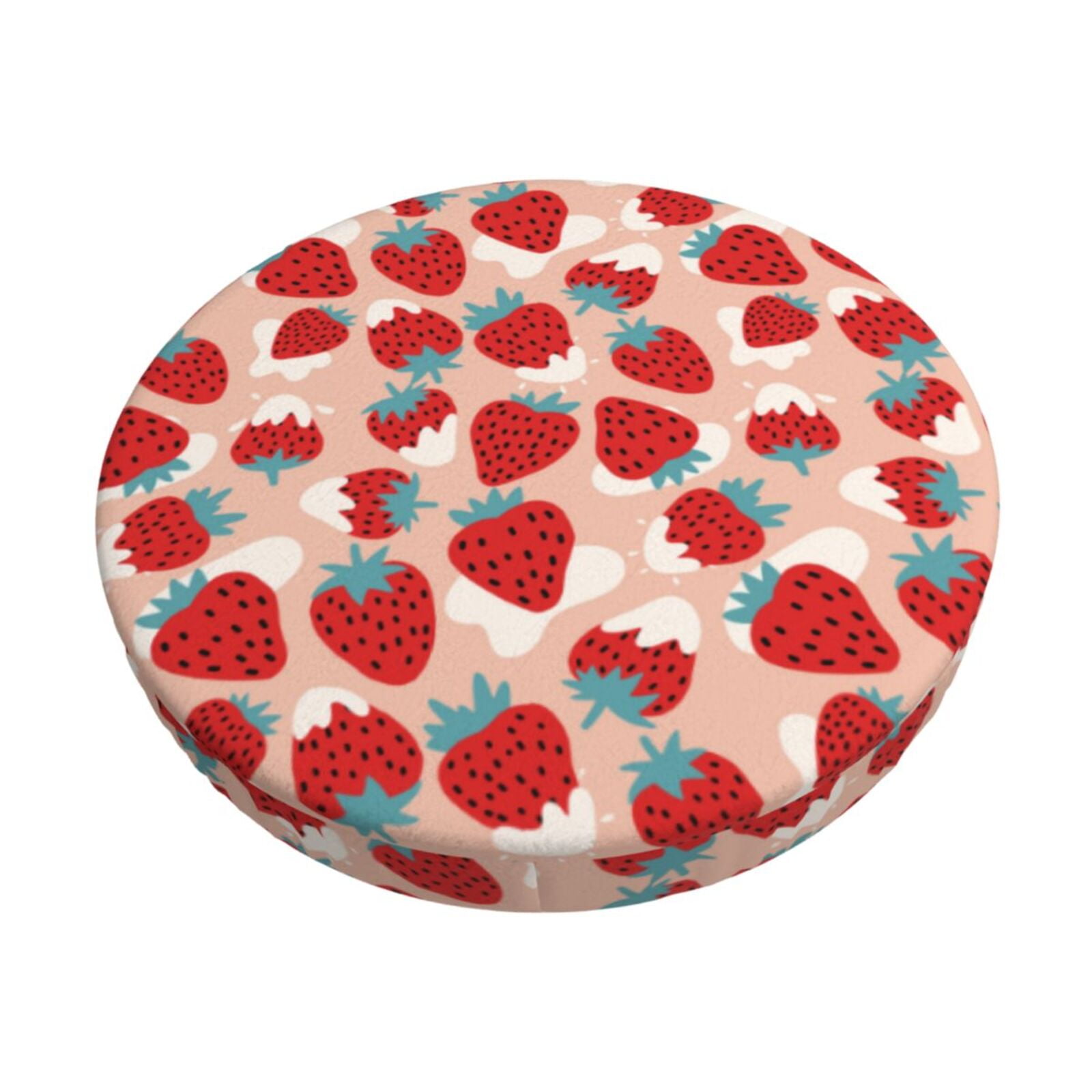 Logiee Red Strawberry Print Stool Covers Round,Bar Stool Covers ...