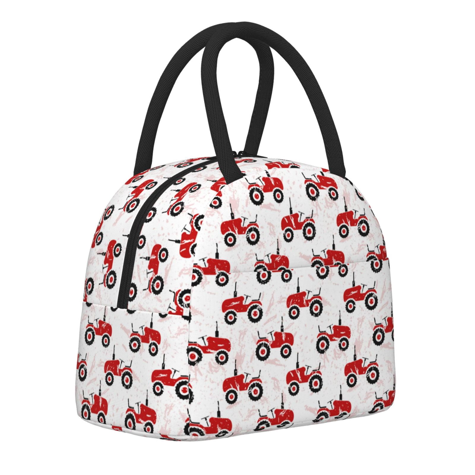 Naloa Red Wheeled Tractors Print Lunch Bag for Women Men,Insulated ...