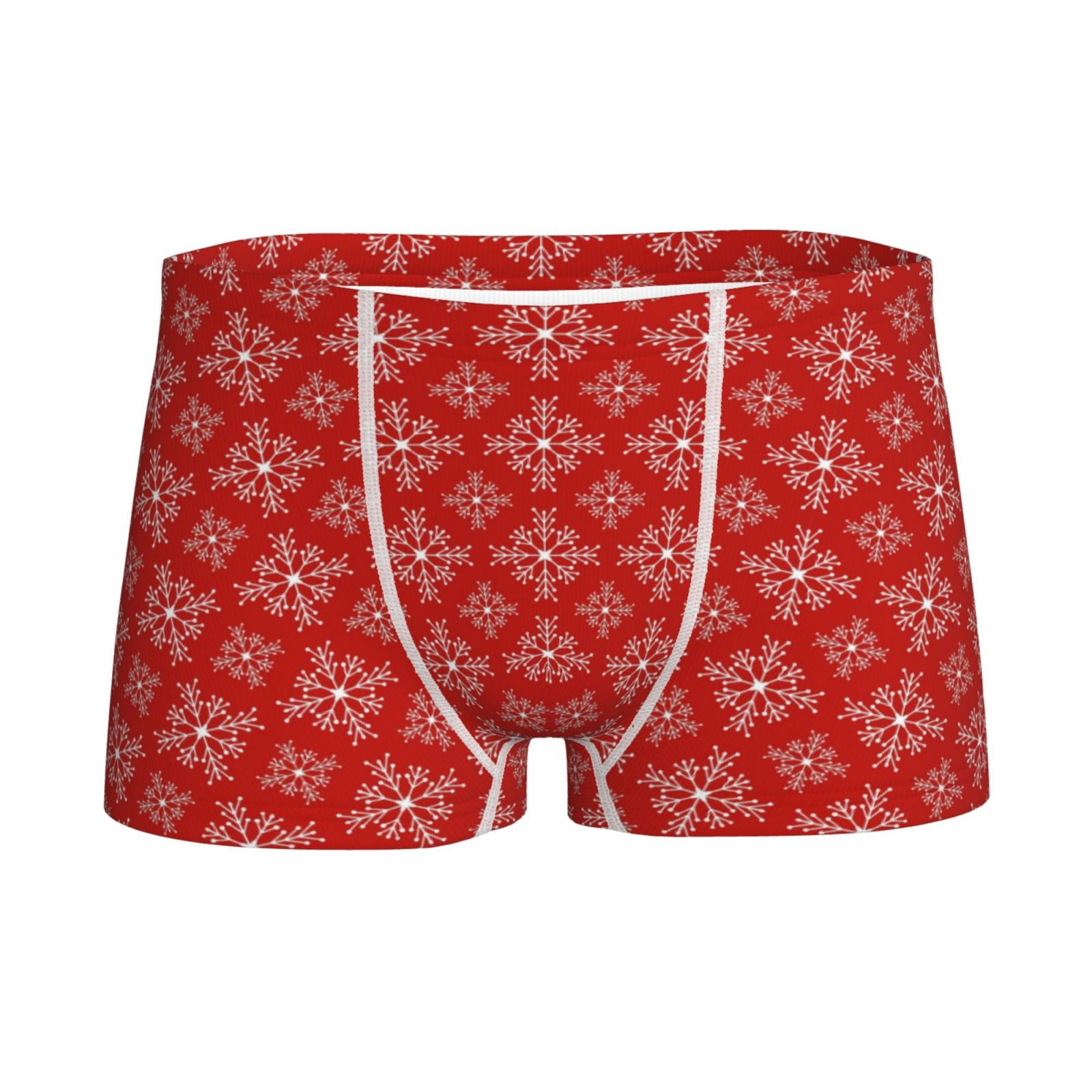 Logiee Red White Snowflakes Print Boys' Boxer Briefs,Tween Boy ...