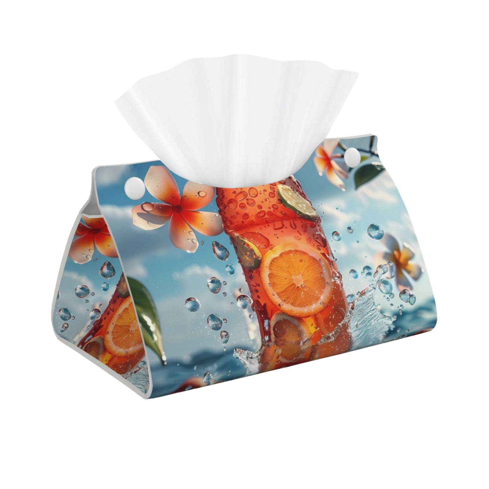 Logiee Refreshing Citrus Splash Print Tissue Box Cover,Stylish Tissue ...