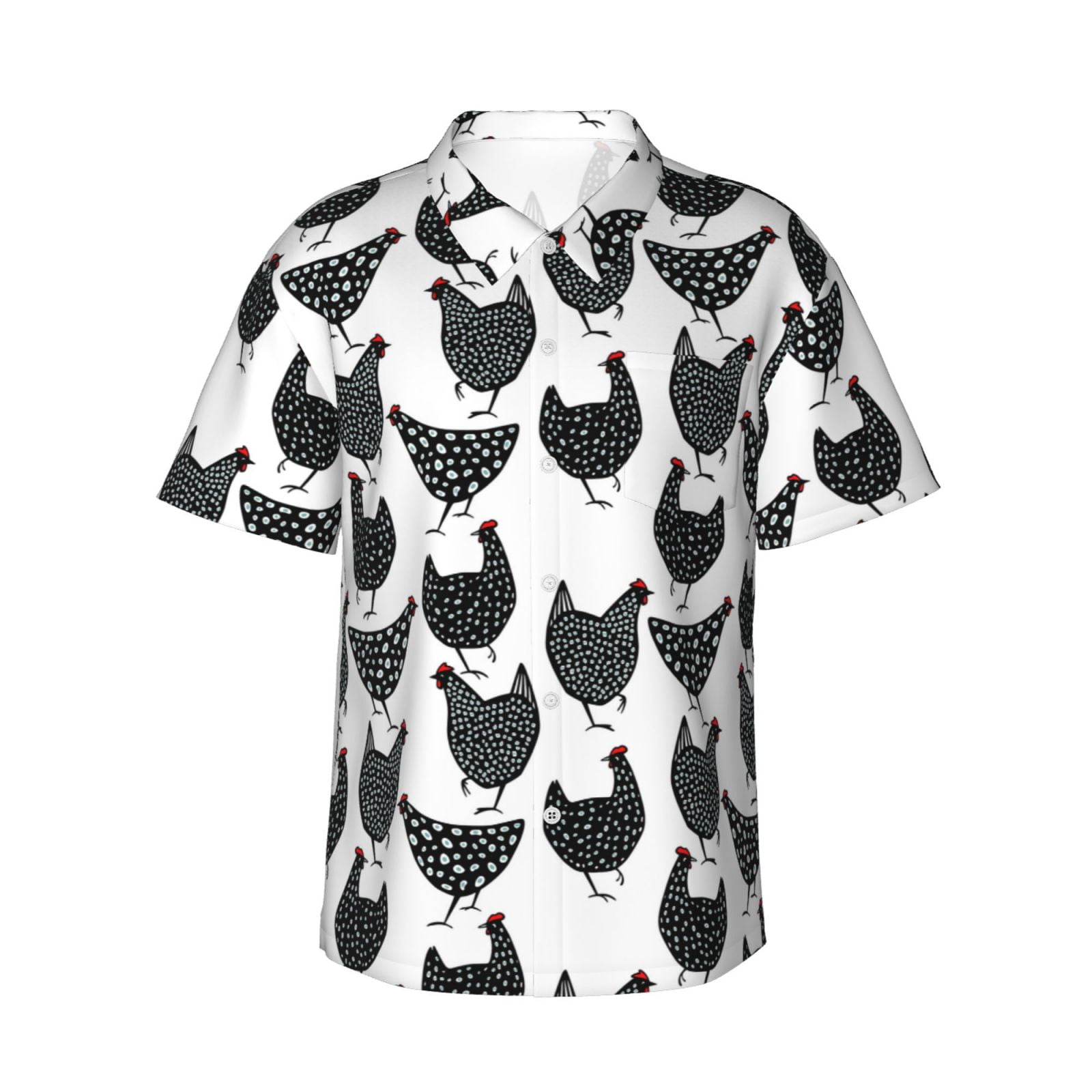 Logiee Retro Rooster Print Mens Hawaiian Shirts,Loose-Fit Short Sleeve ...