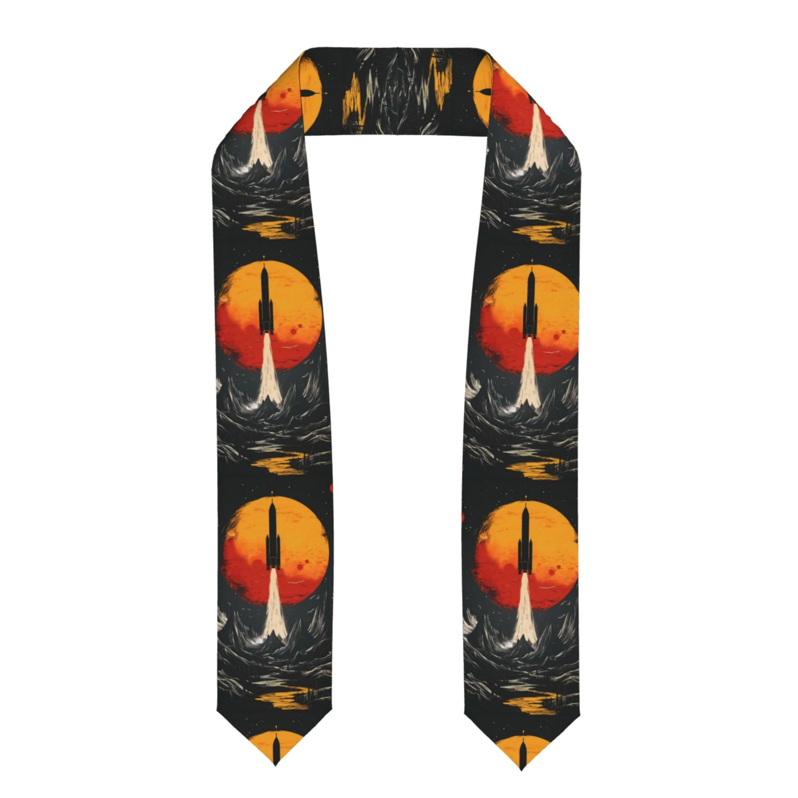 Logiee Retro Space Rocket Launch Print Unisex Adult Graduation Stole ...