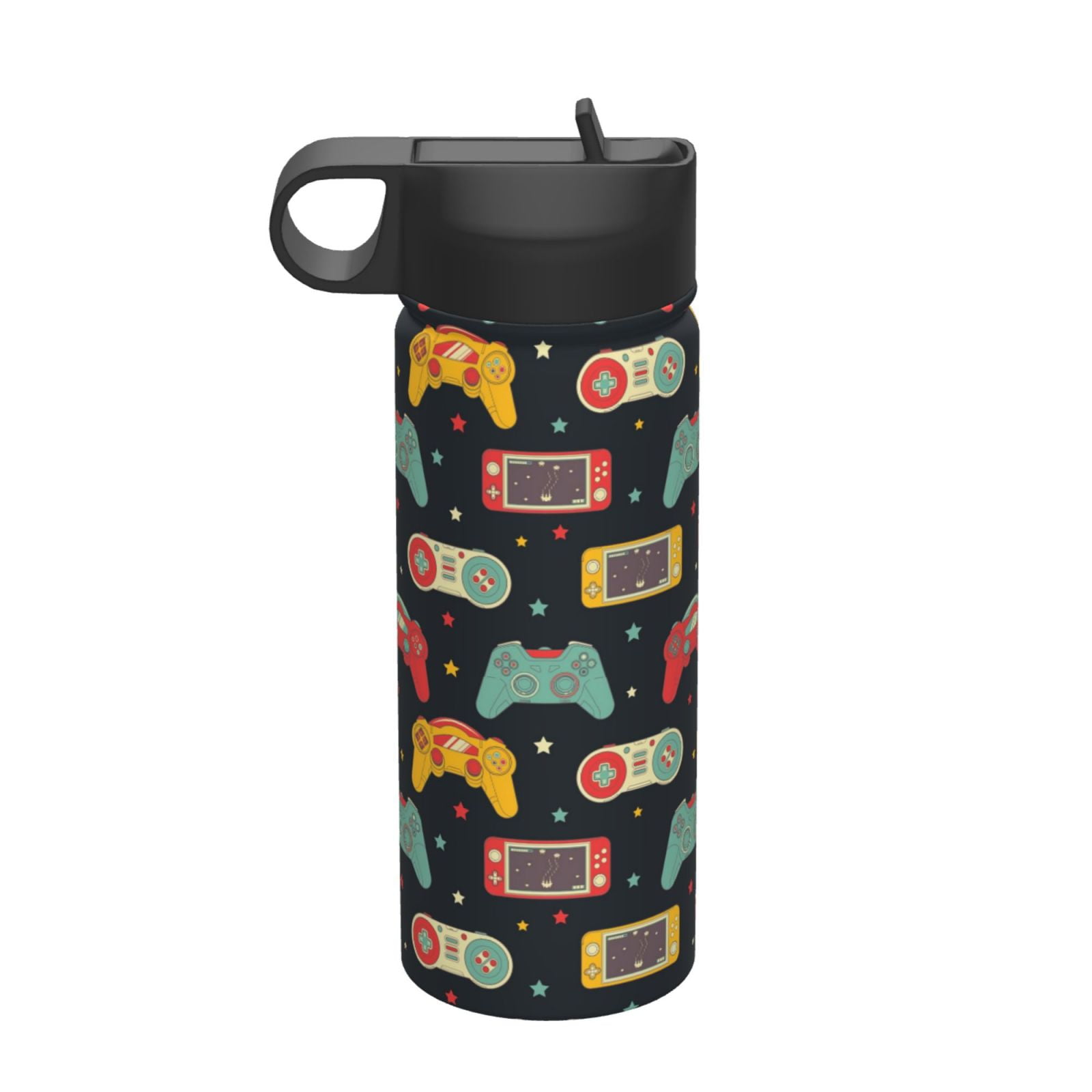 Logiee Retro Video Game Print 18oz Sports Insulated Kettle With Straw ...