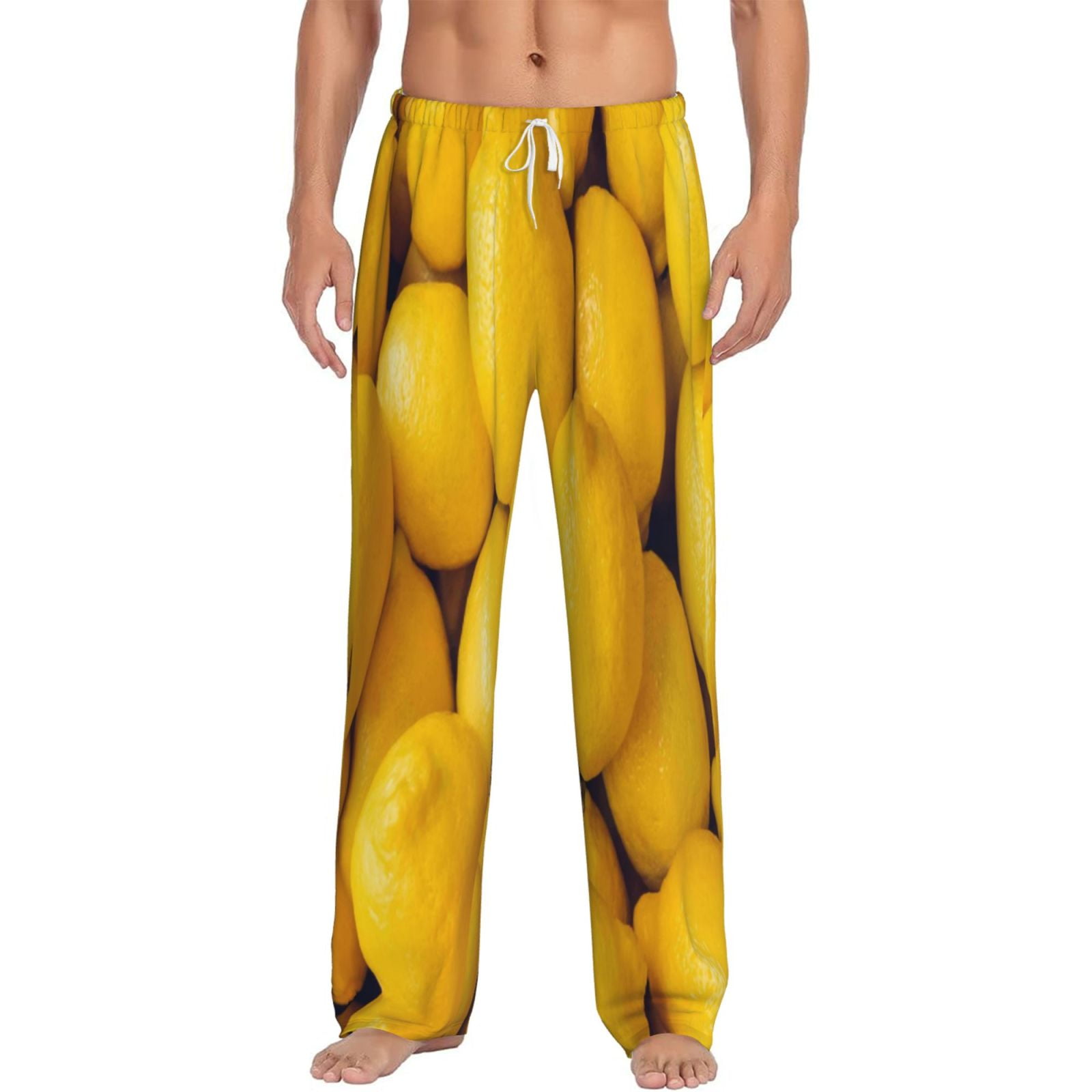 Logiee Ripe Yellow Lemon Print Pajama Pants for Men,Men’s Pajama ...