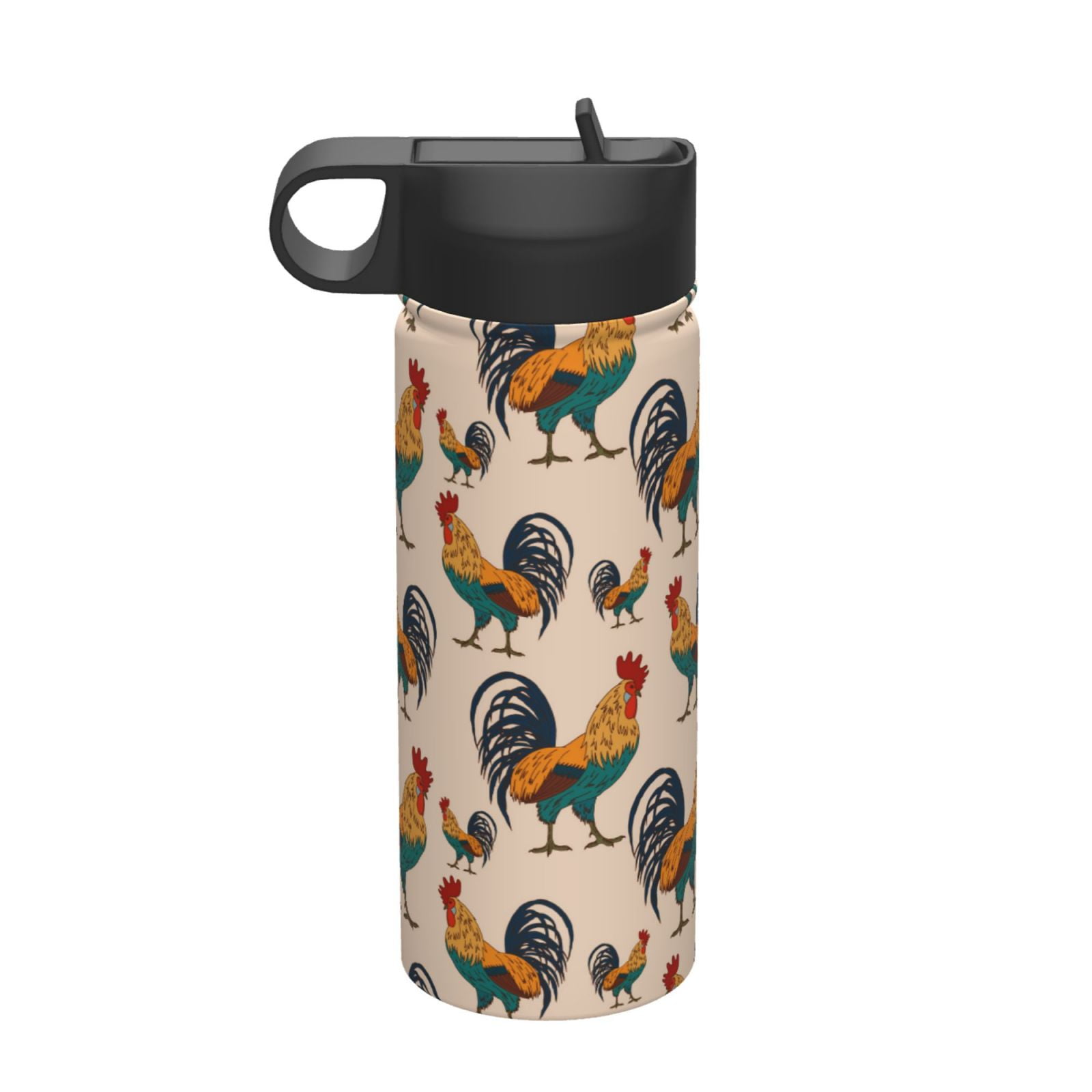 Logiee Rooster Print 18oz Sports Insulated Kettle With Straw,Insulated ...