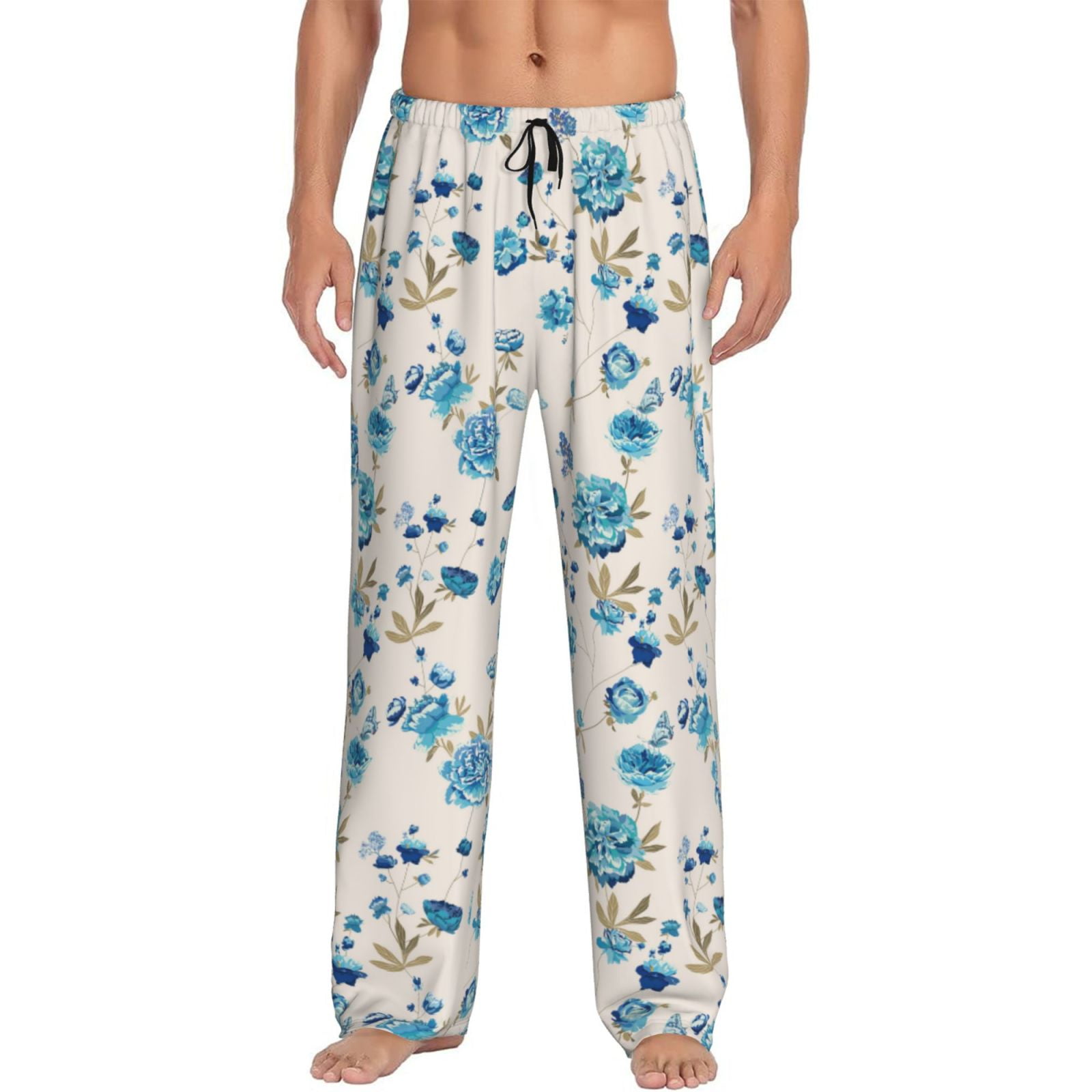 Logiee Rose Flowers Print Pajama Pants for Men,Men’s Pajama Bottoms ...