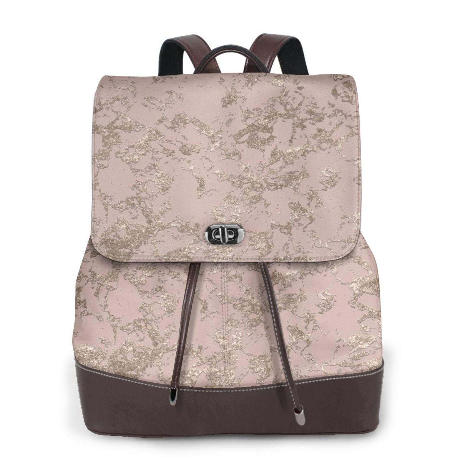 Logiee Rose Gold Marble Texture Print Backpack Purse for Women,Fashion ...