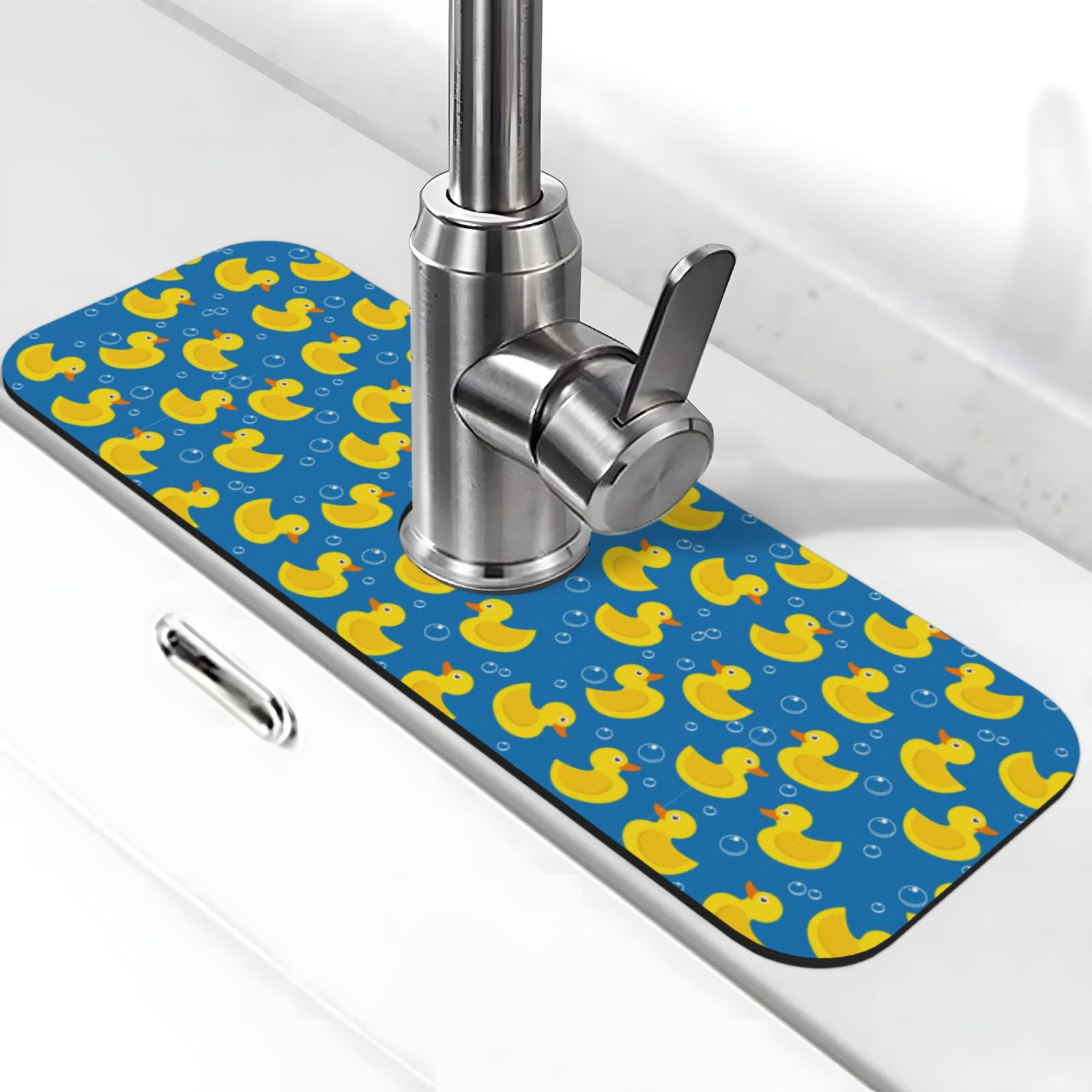 Logiee Rubber Duck Print Kitchen Sink Splash Guard Faucet Mat for ...