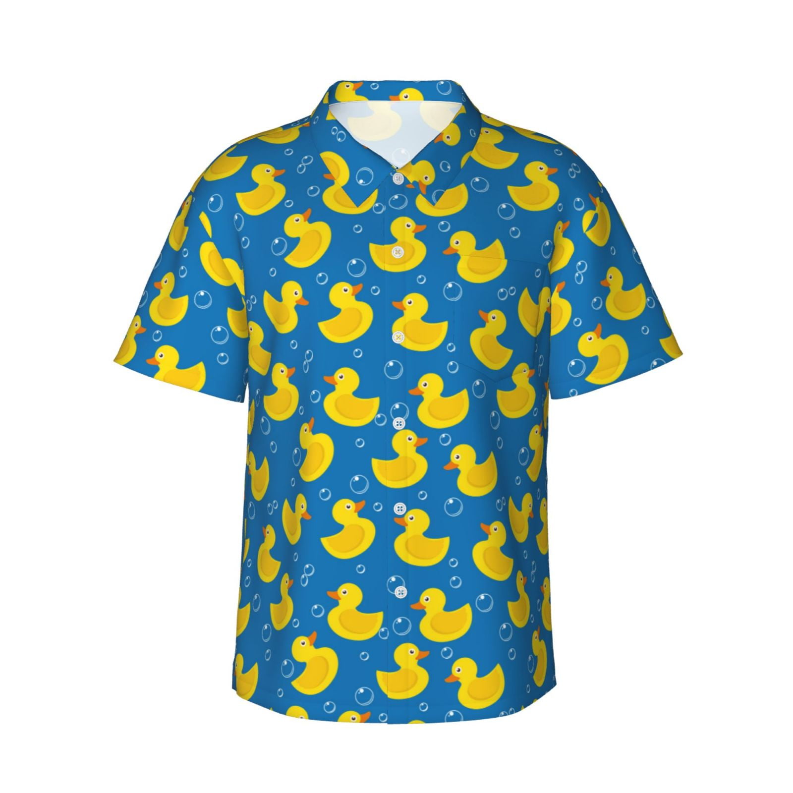 Logiee Rubber Duck Print Mens Hawaiian Shirts,Loose-Fit Short Sleeve ...