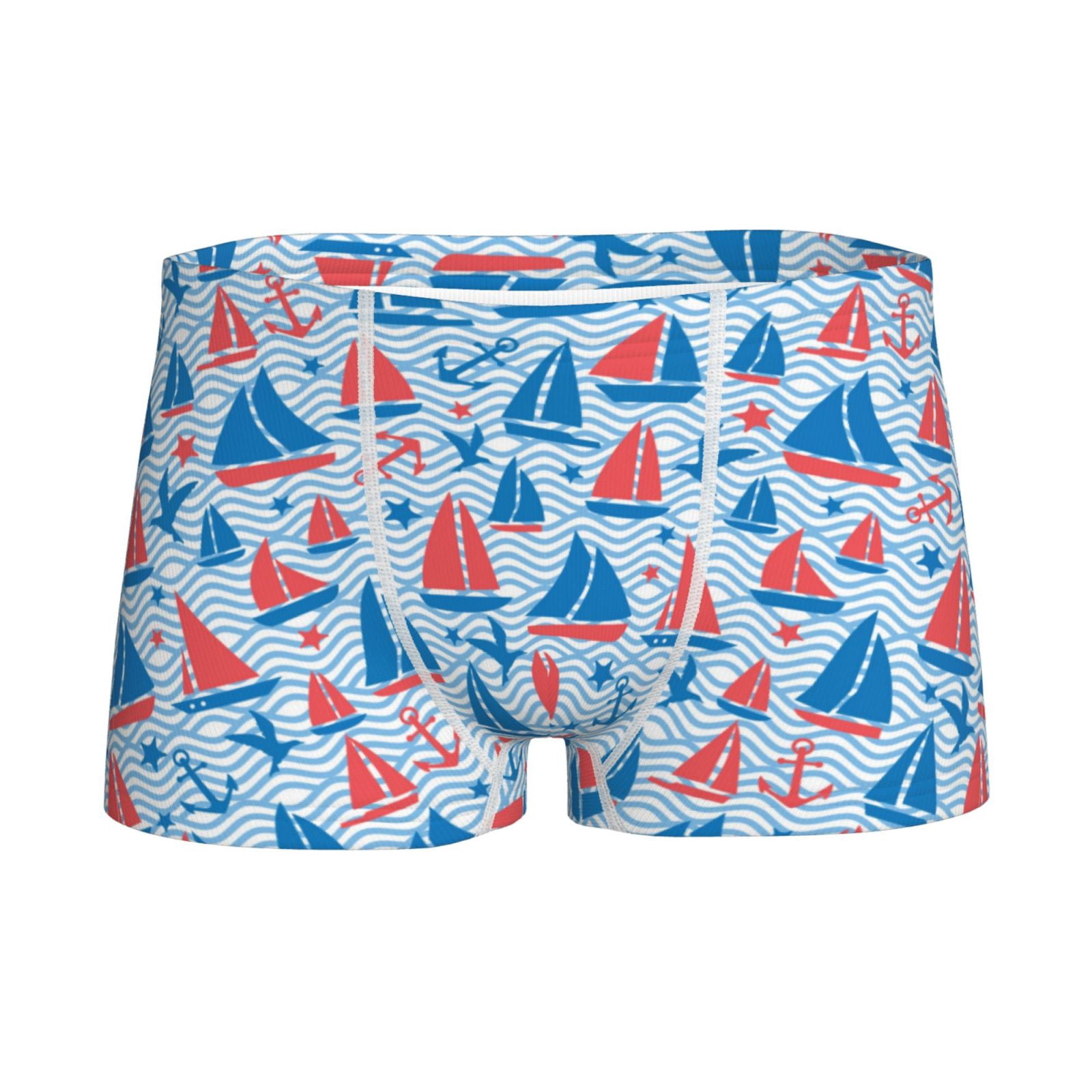 Logiee Sailboats On A Waves Print Boys' Boxer Briefs,Tween Boy ...