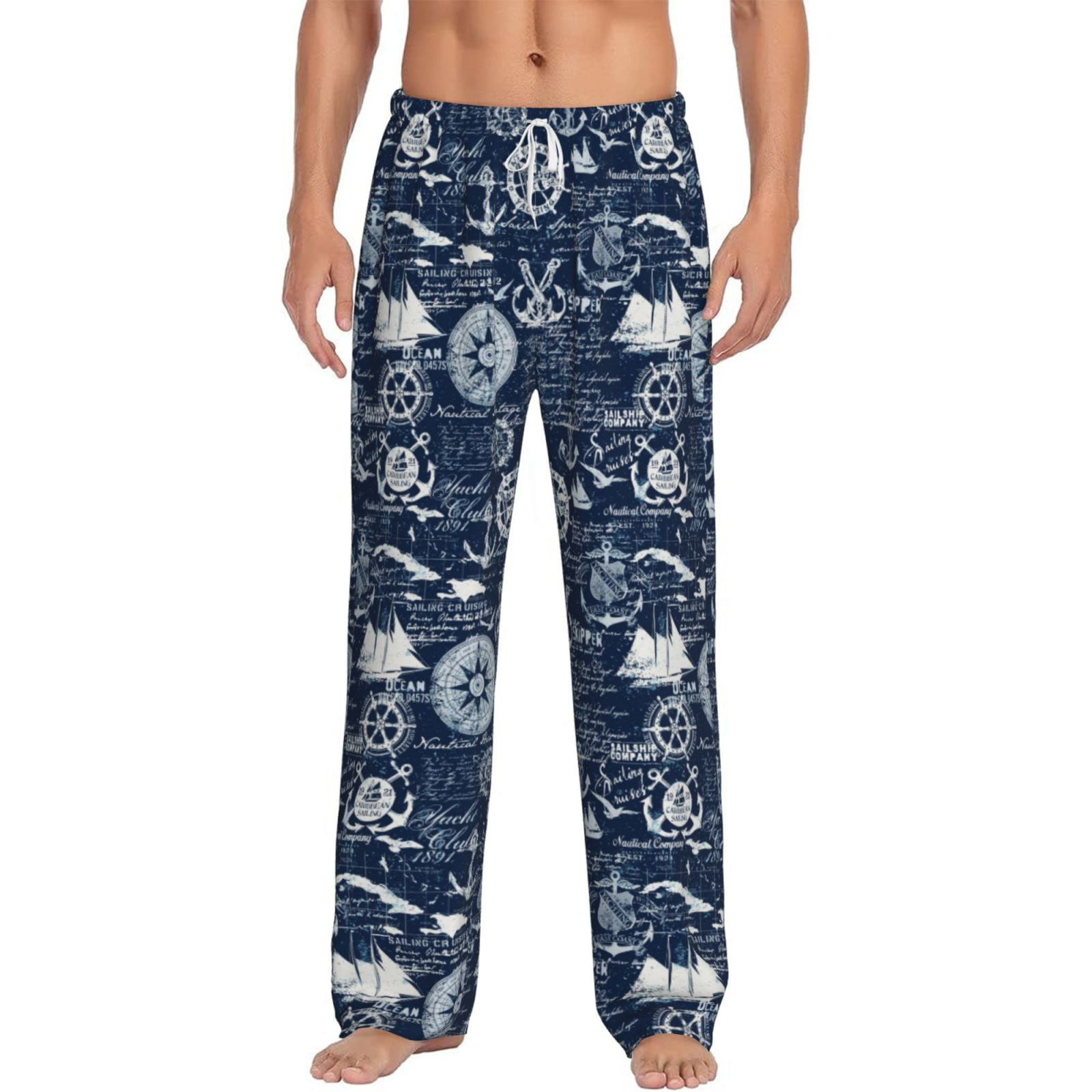 Logiee Sailing Cruises Nautical Print Pajama Pants for Men,Men’s Pajama ...