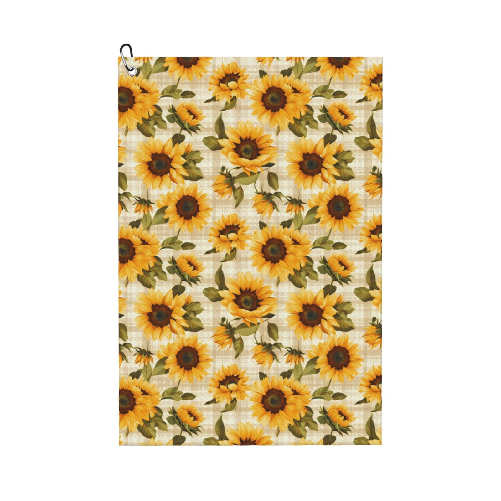 Logiee Scottish Plaid Sunflower Print Golf Towels,16" x 24" Portable ...