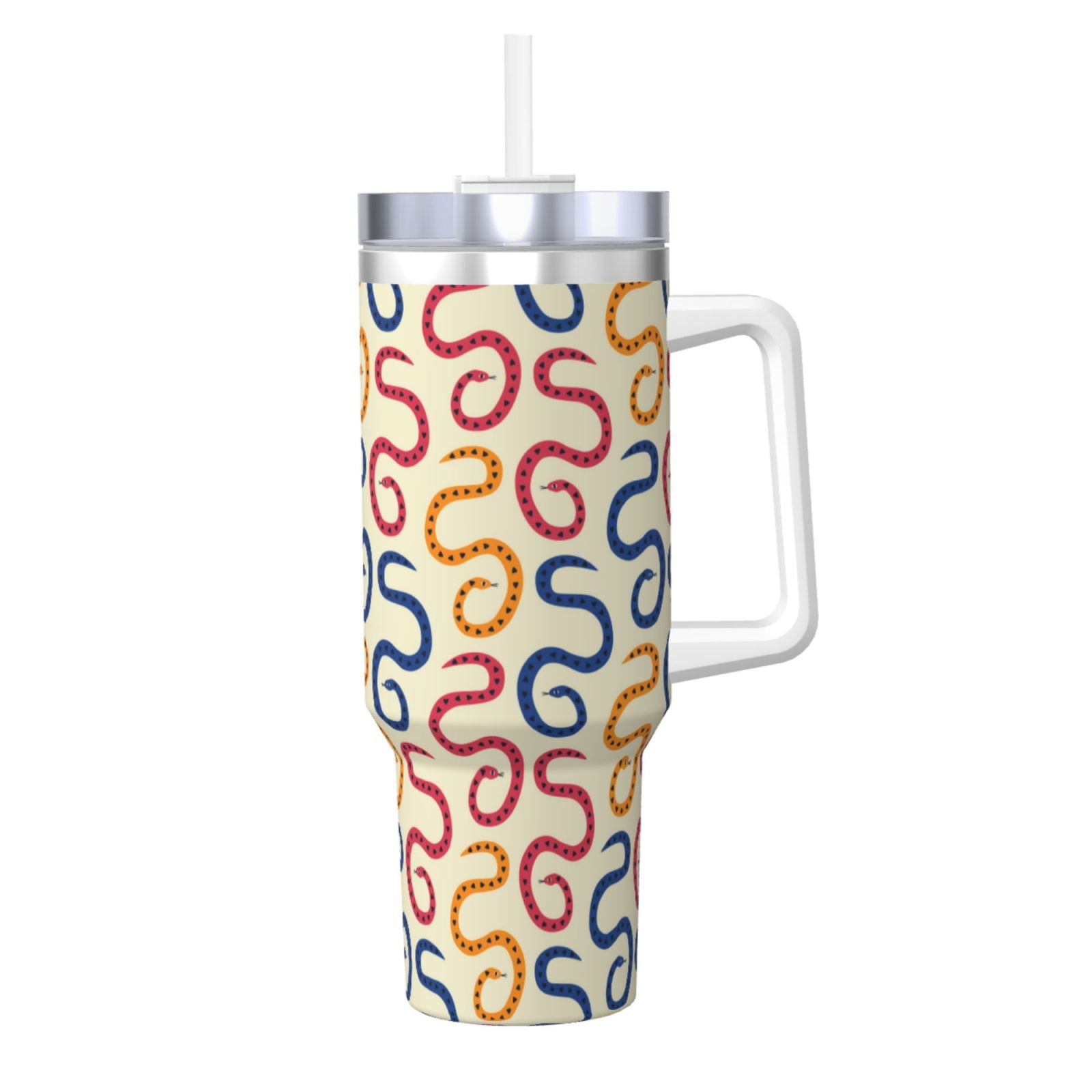 Logiee Snake Print 40OZ Ice Bully Cup with Handle and Straw, Double ...