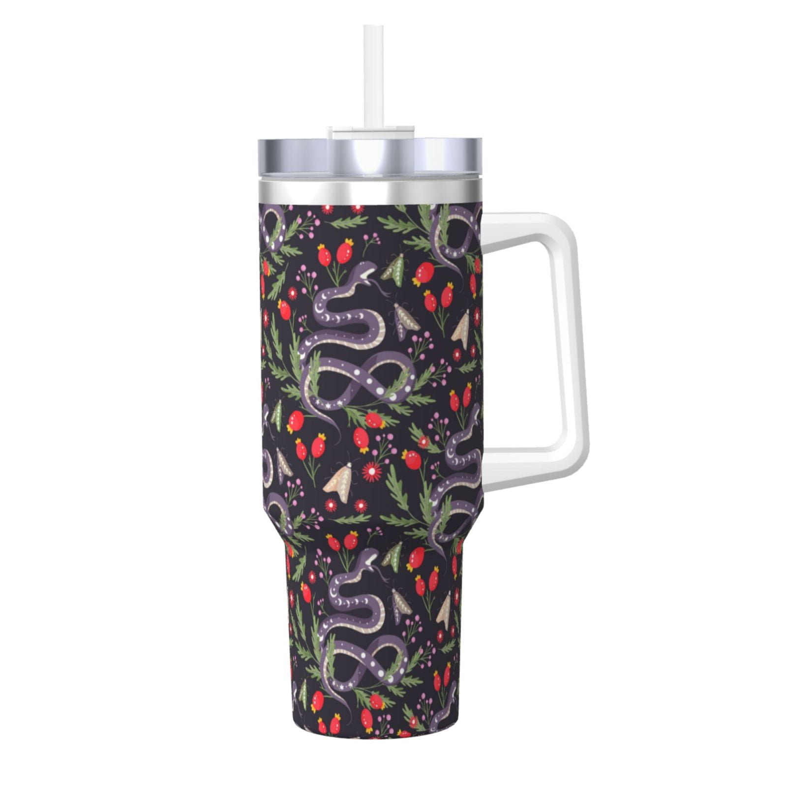 Logiee Snakes And Snake Fruit Print 40OZ Ice Bully Cup with Handle and ...
