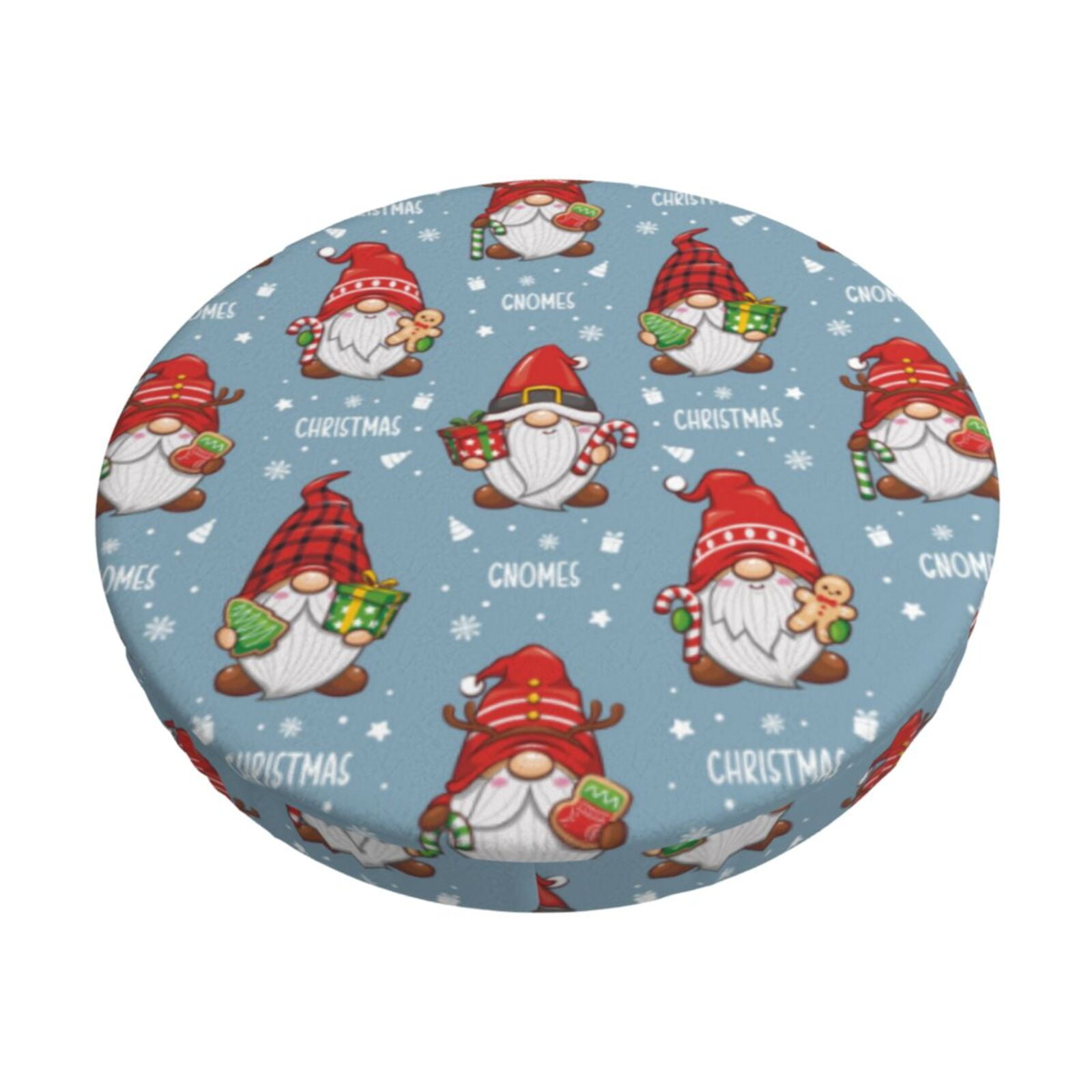 Logiee Snowflake Christmas gnome Print Stool Covers Round,Bar Stool ...