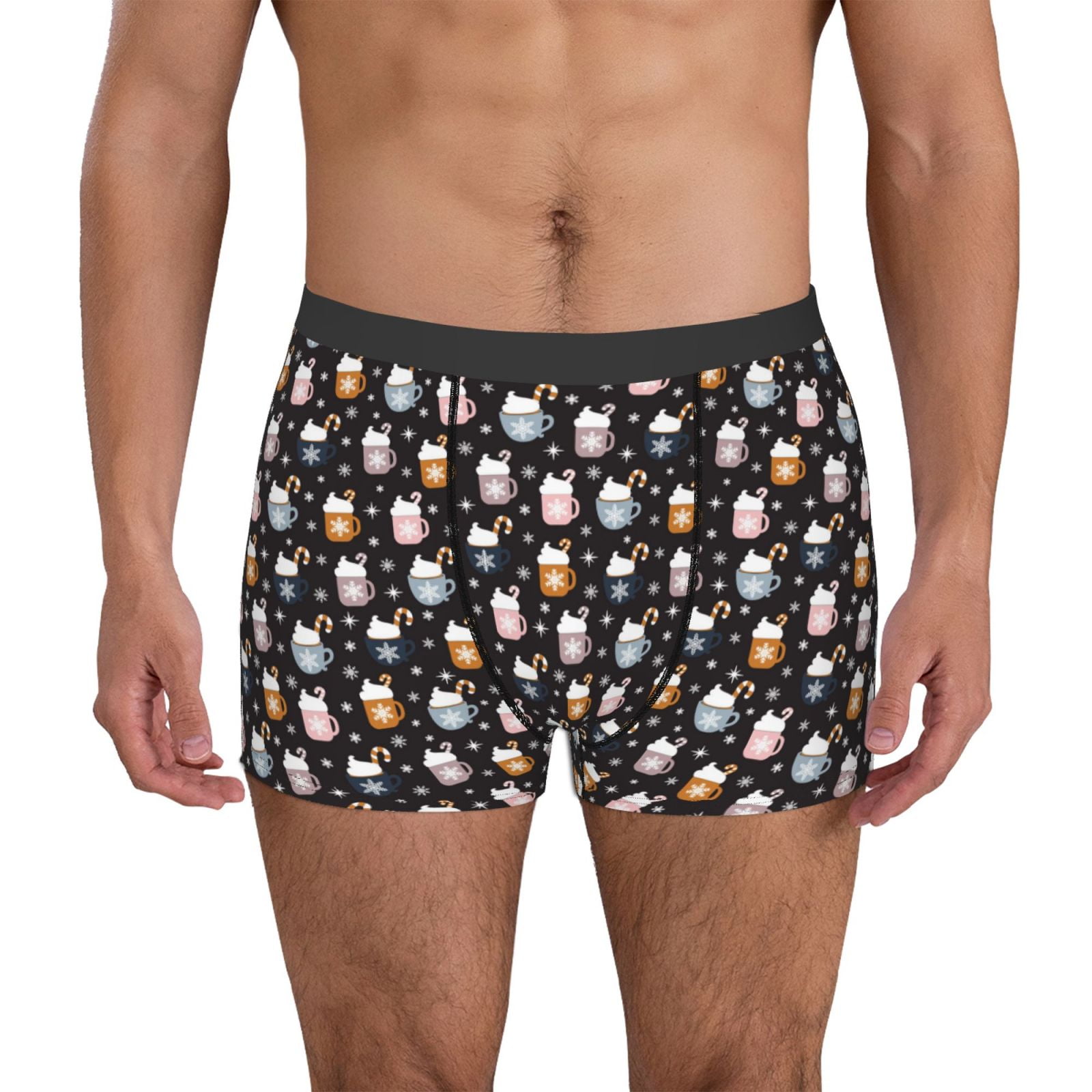 Logiee Snowflake Cream Hot Cocoa Print Mens Boxer Briefs,Boxer Briefs ...