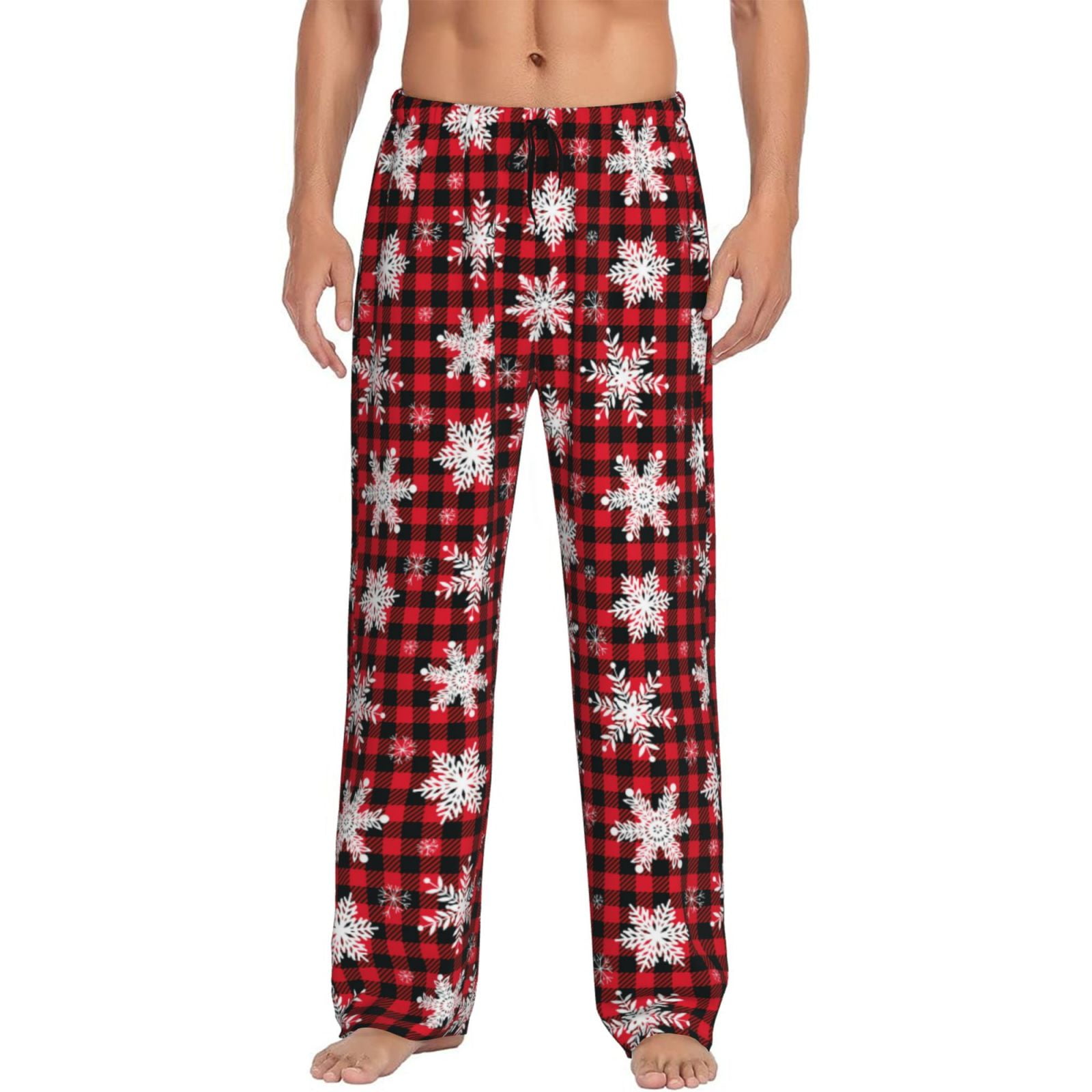 Logiee Snowflake red plaid Print Pajama Pants for Men,Men’s Pajama ...