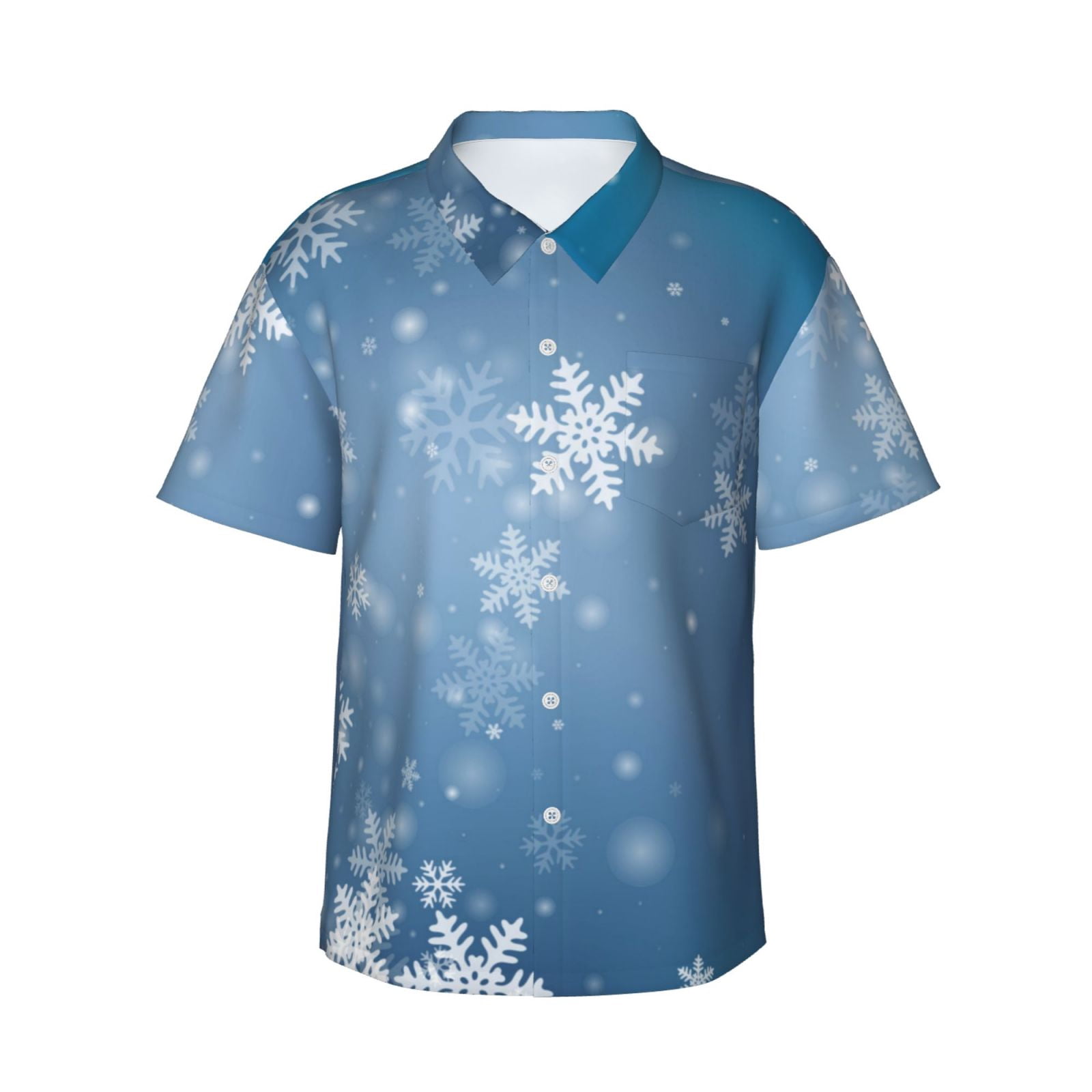 Logiee Snowflakes1 Print Mens Hawaiian Shirts,Loose-Fit Short Sleeve ...