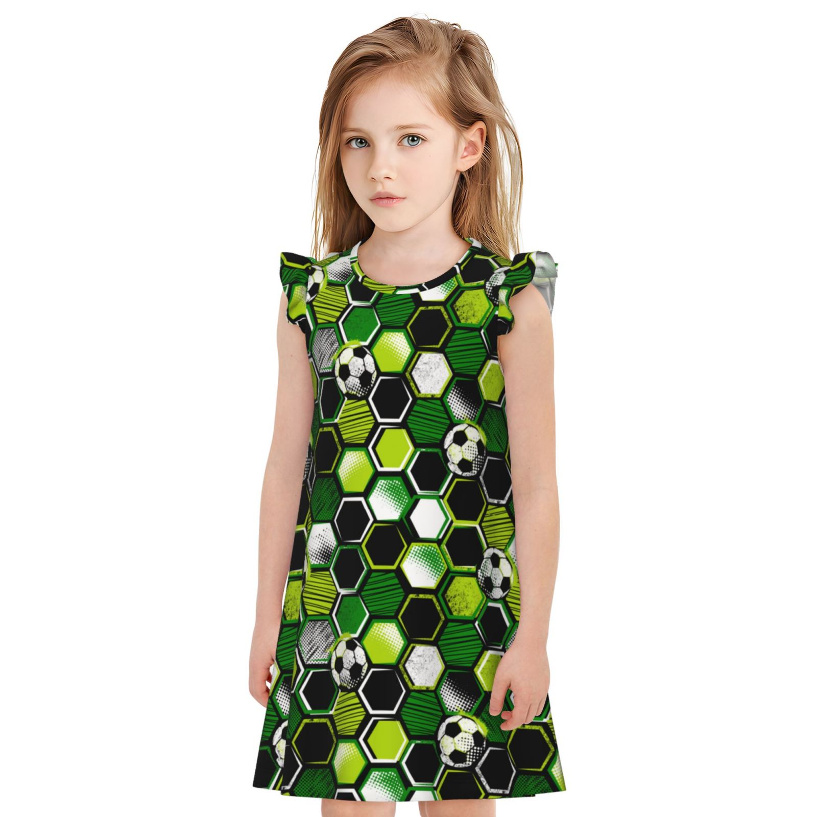 Logiee Soccer1 Print Girls Nightgowns,Casual Dress Flutter,Short ...