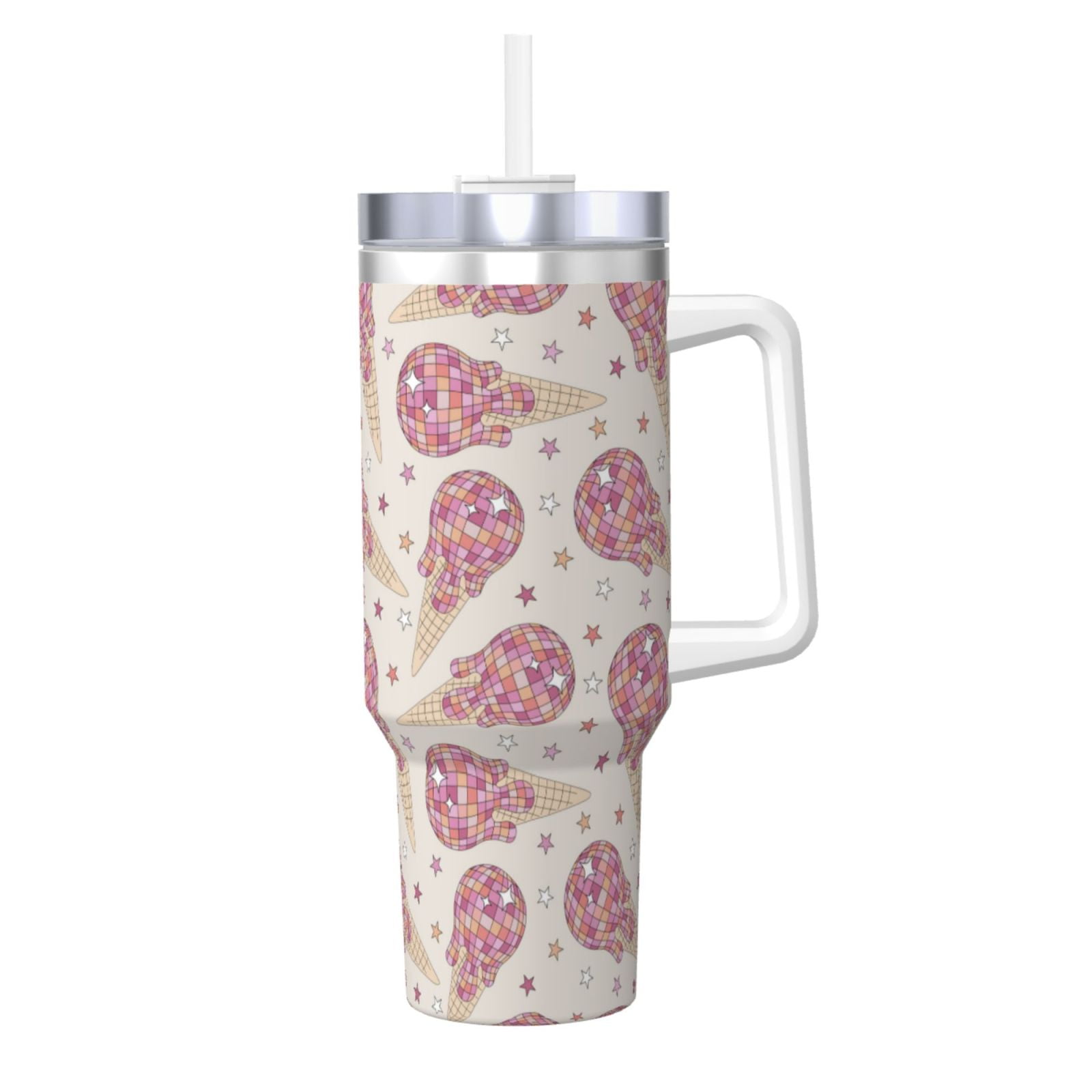Logiee Sparkling Ice Cream Print 40OZ Ice Bully Cup with Handle and ...