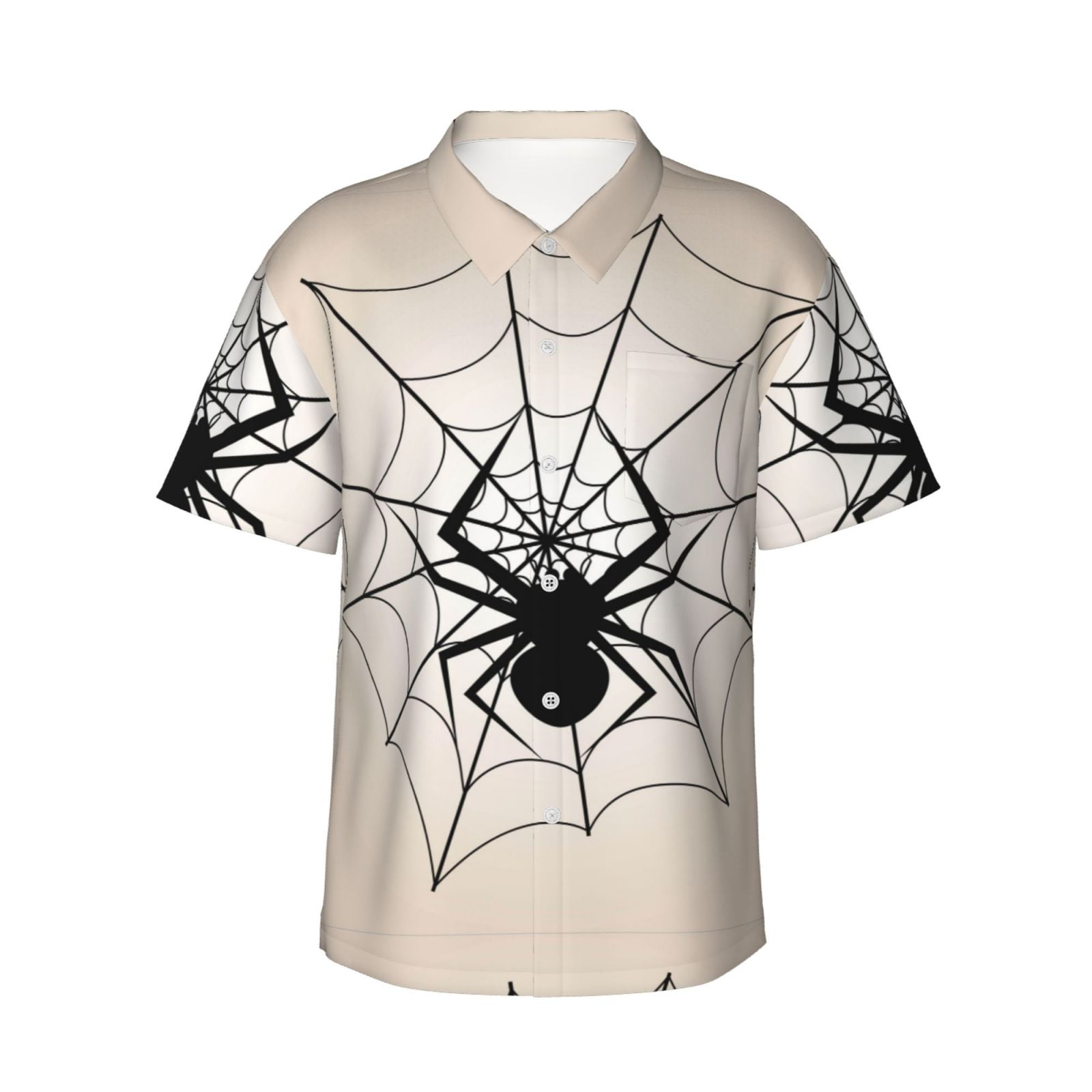 Logiee Spiders On The Web 1 Print Mens Hawaiian Shirts,Loose-Fit Short ...