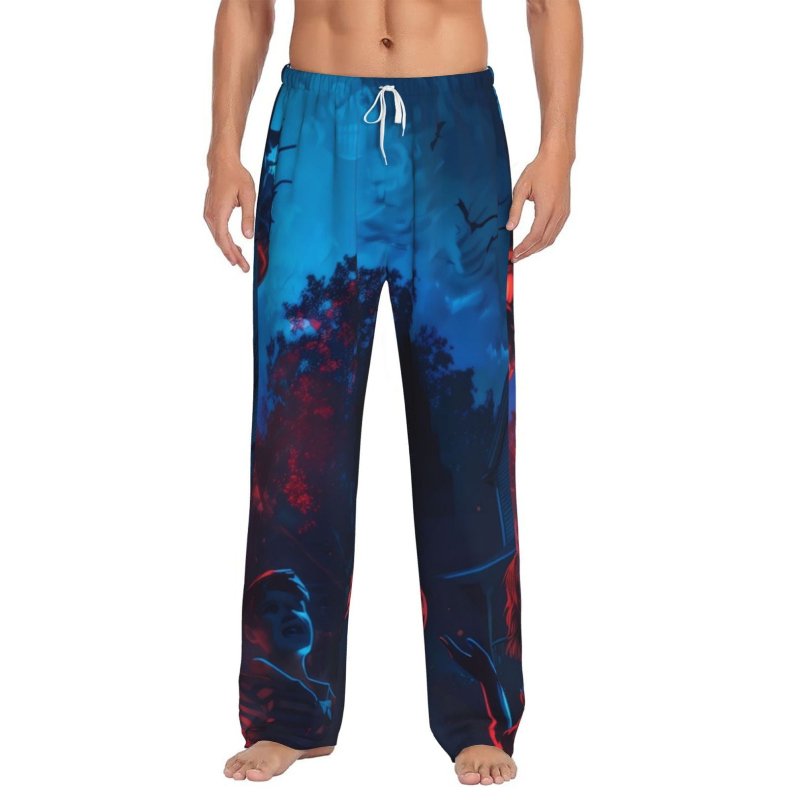 Logiee Spooky Halloween Night Scene Print Pajama Pants for Men,Men’s ...