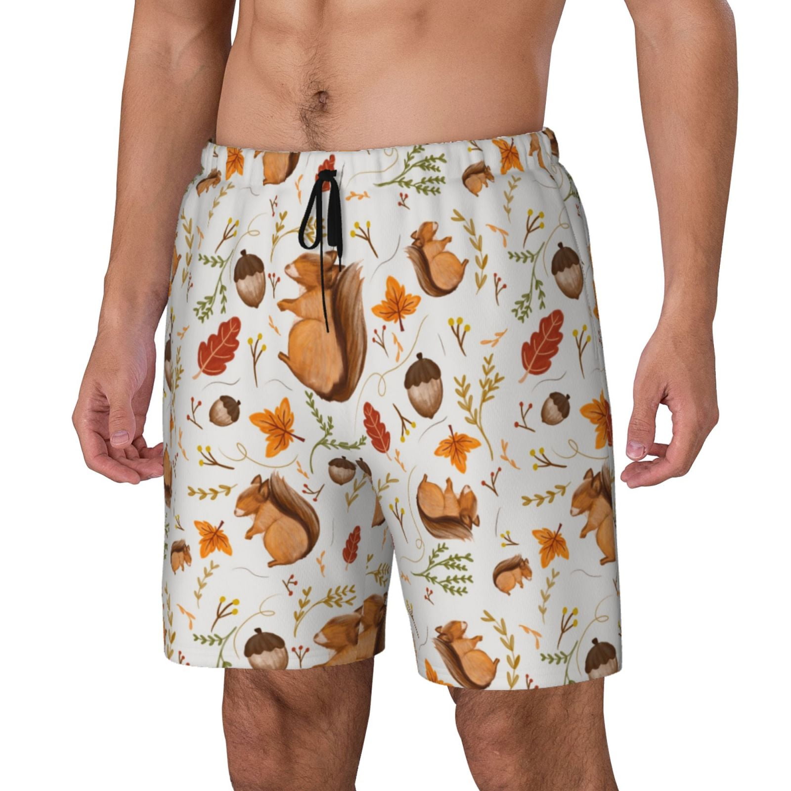 Logiee Squirrel Print Men's Swim Trunk,Quick Dry Board Shorts ,Men's ...